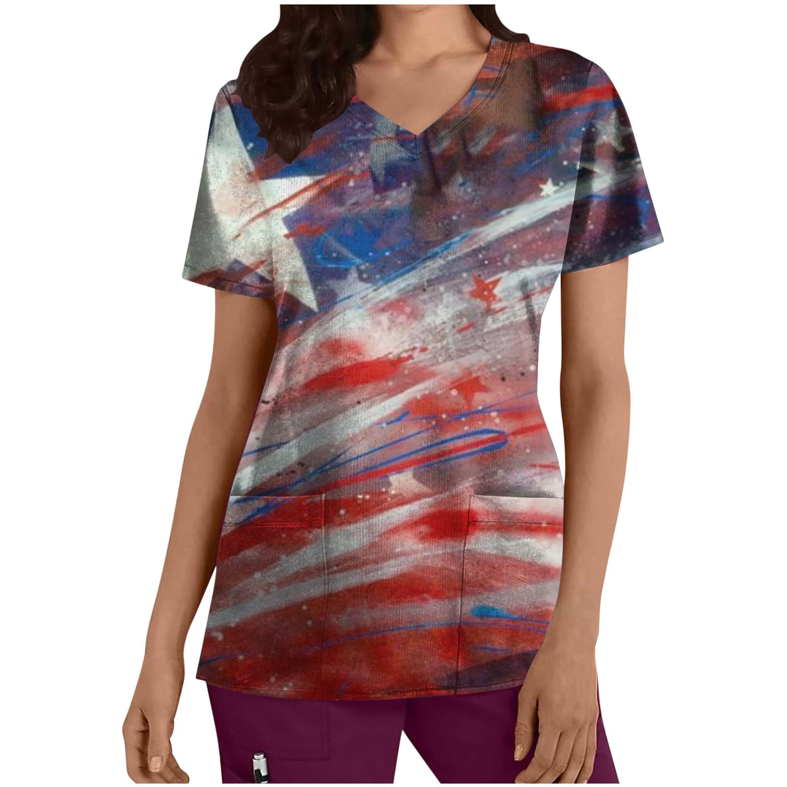 Edvintorg 4Th Of July Women Scrubs Tops Fashion Independence Day ...