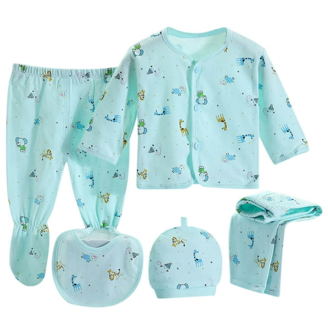 Edvintorg 5PCS Newborn Baby Boys Girls clothes sets Long Sleeve Tops+Hat+Pants+Bib Outfits Set ...