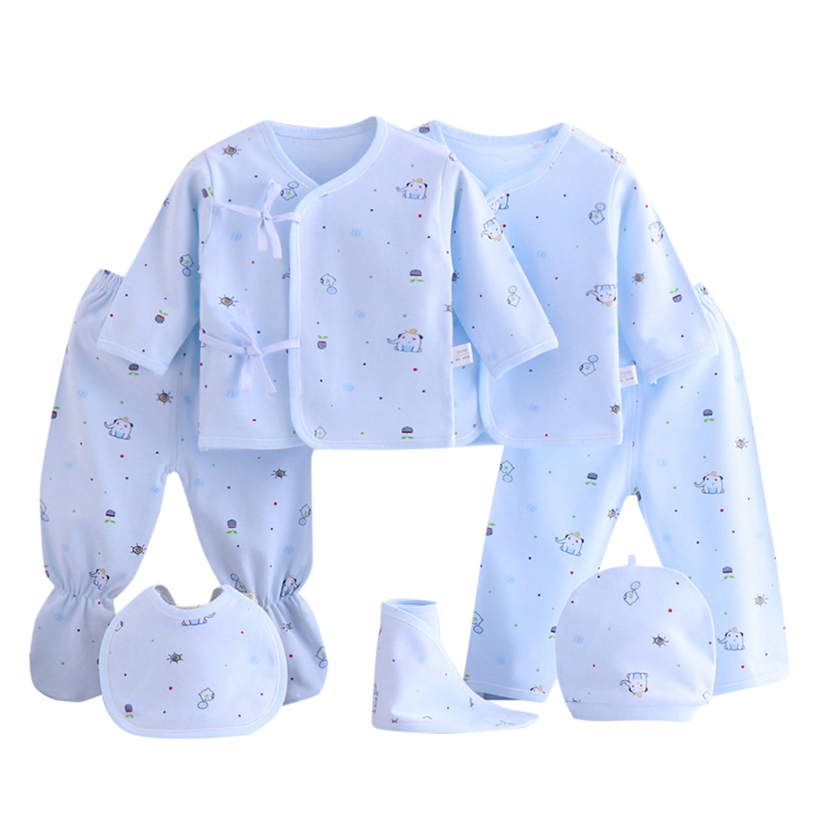 Edvintorg 7PCS Newborn Baby Girl Clothes Set cute printed Tops+Hat ...