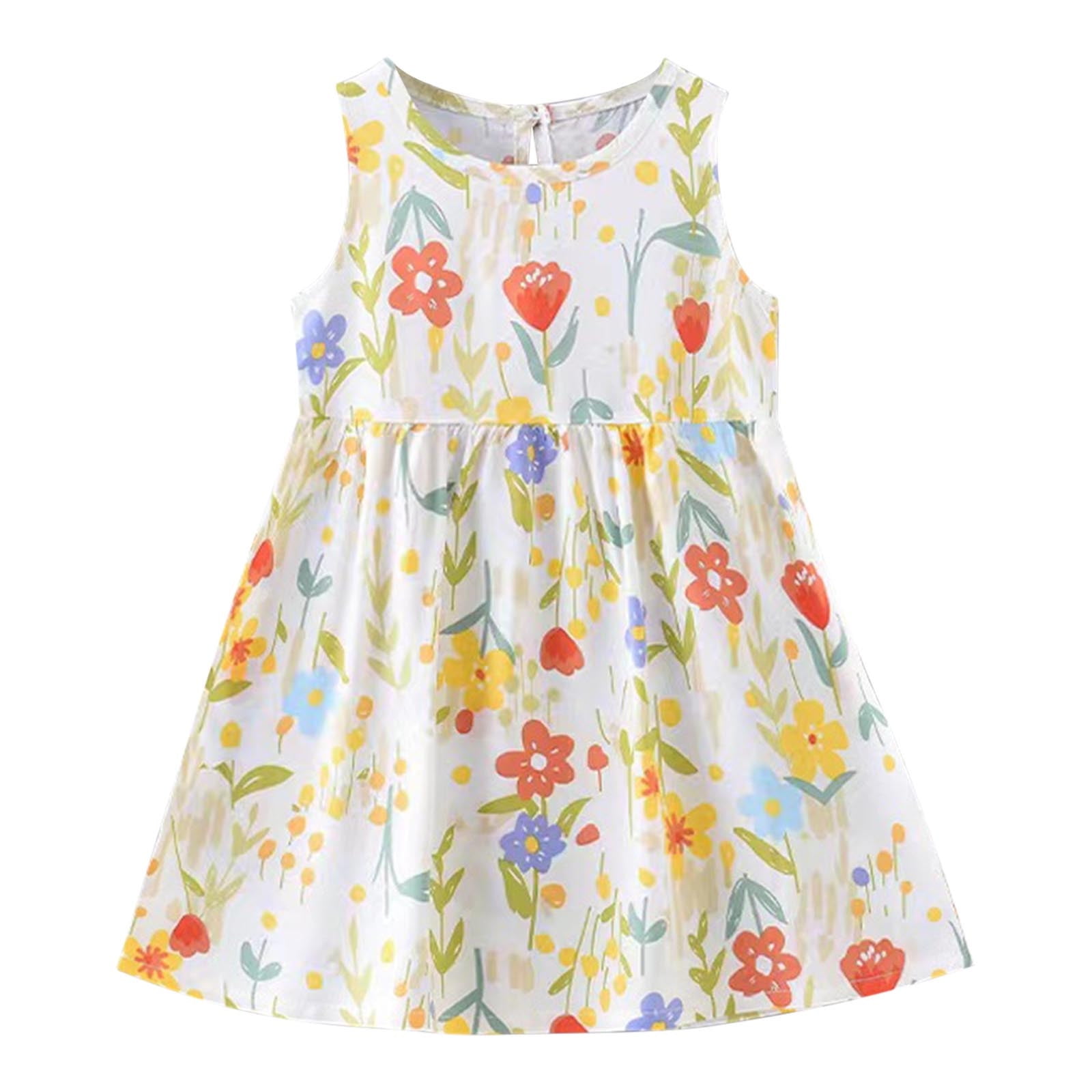 Edvintorg Baby Girl Dresses 2025 Summer Floral Print Sleeveless Casual ...