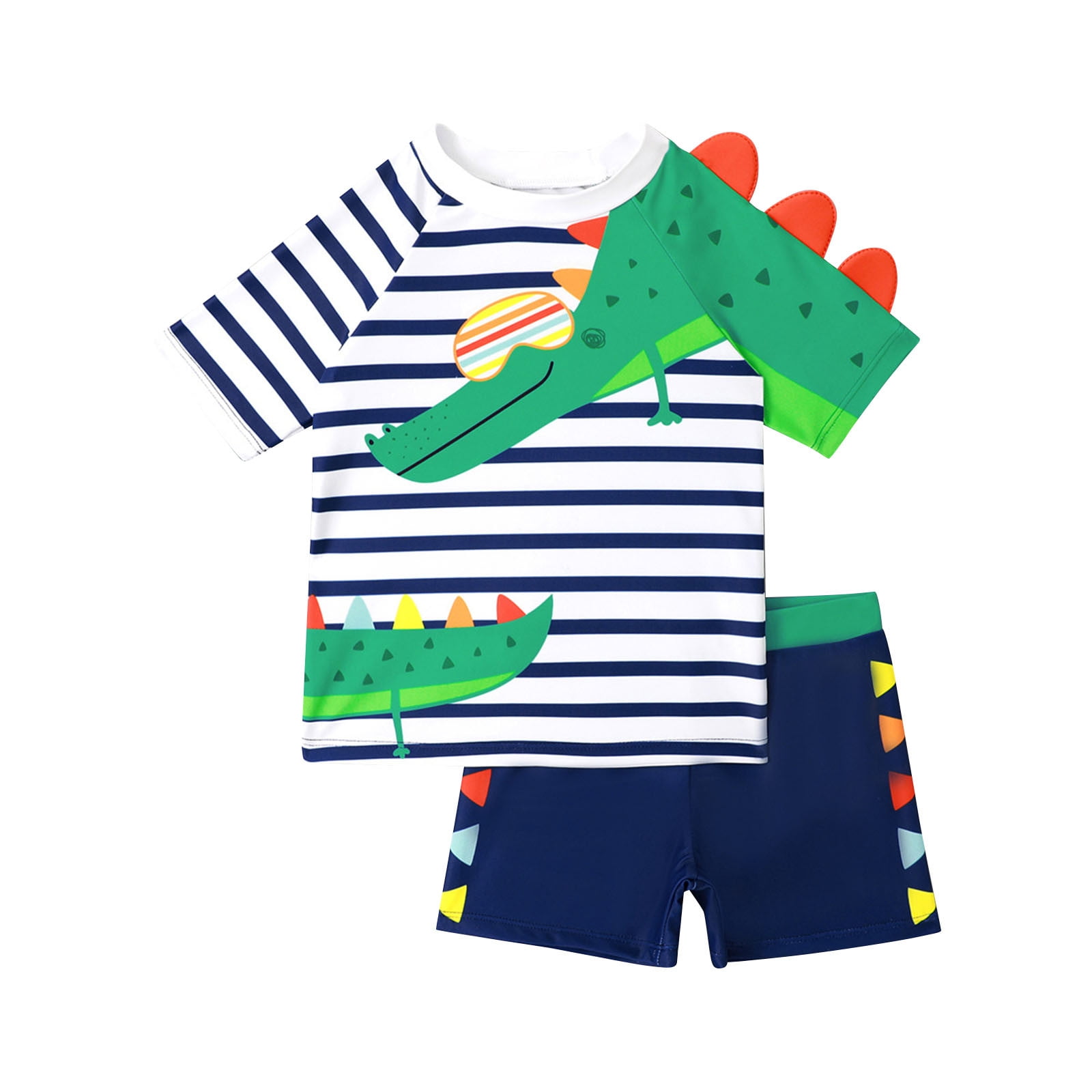 Edvintorg Boys Swim Trunks with Shirt Fashion Cute Print Short Sleeve ...