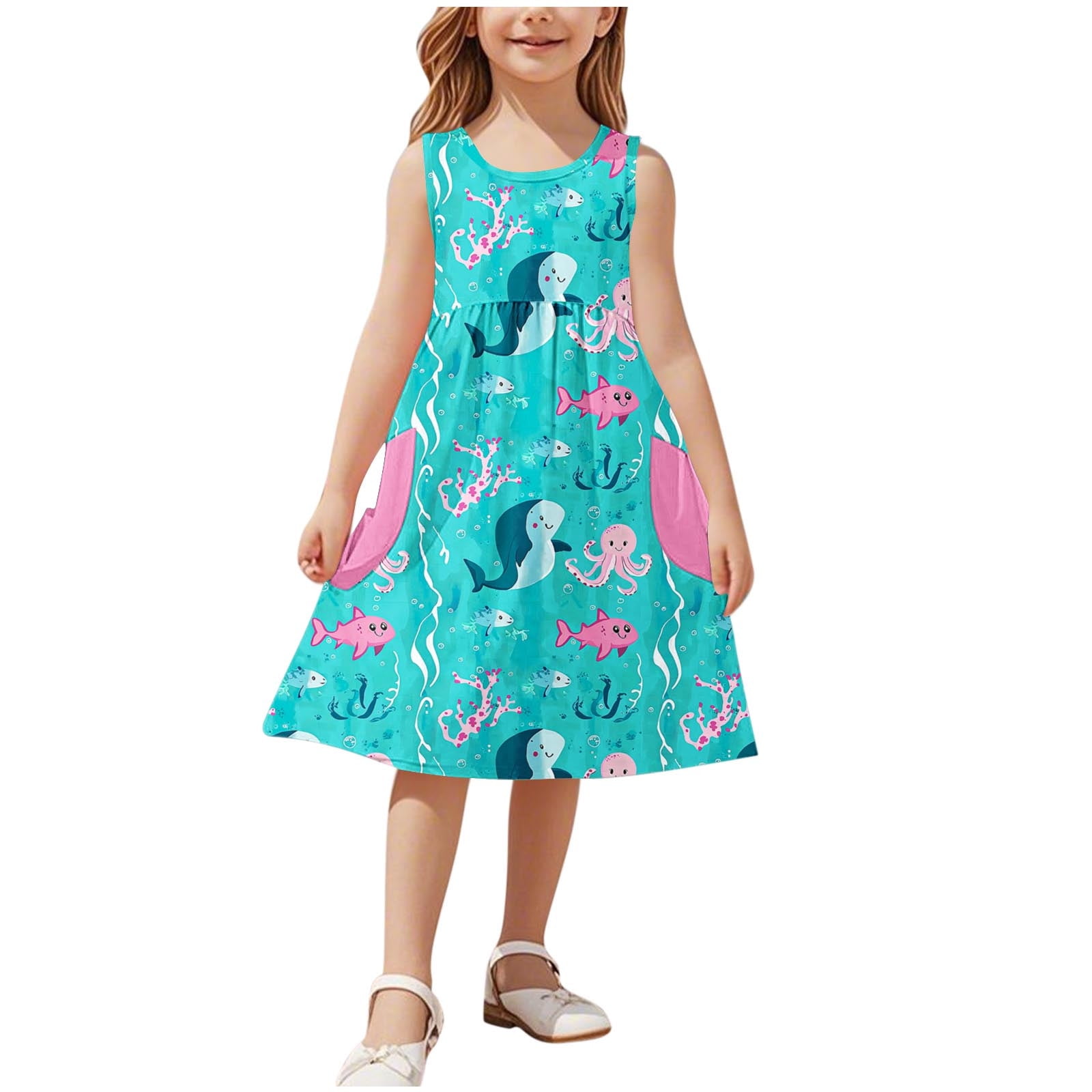 Edvintorg Casual Dresses for Girls Cartoons Sleeveless Round Neck ...