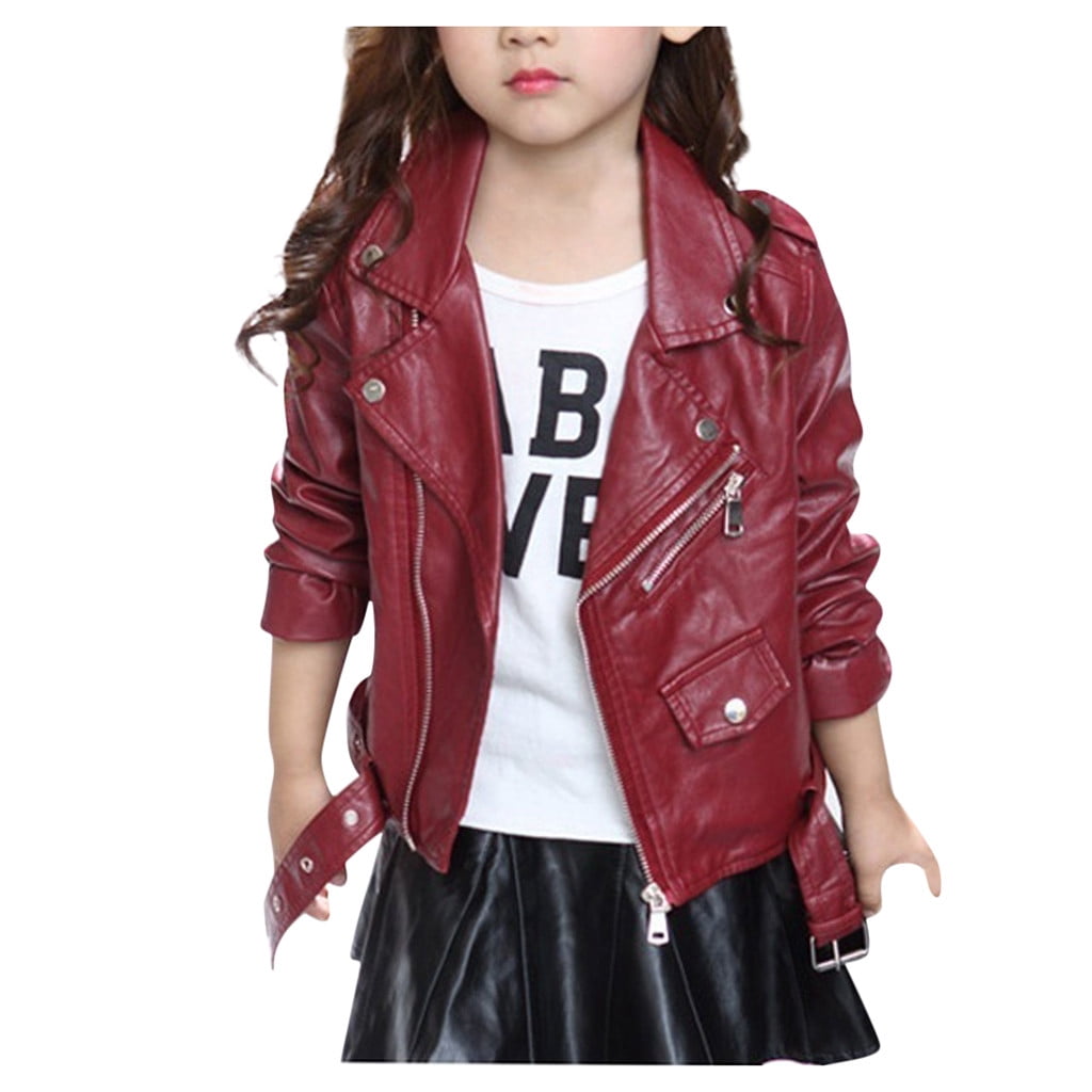 Edvintorg Children'S Leather Jacket Autumn Winter Girl Boy Motorcycle ...