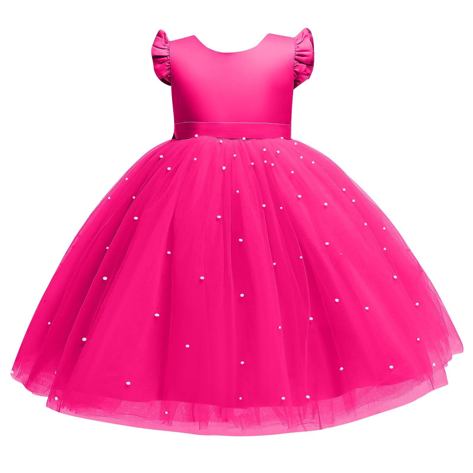 Edvintorg Children's Party Dress Fashion Solid Color Mesh Puffy Dresses ...