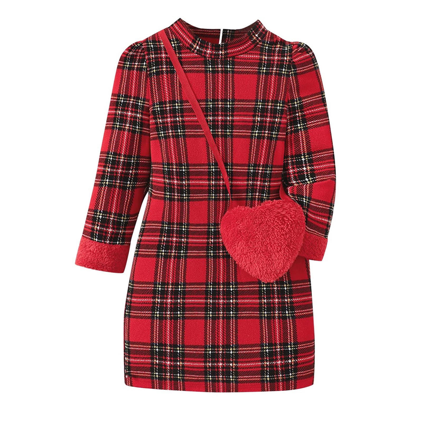 Edvintorg Christmas Girl Clothes Set Fashion Plaid Patchwork Long ...