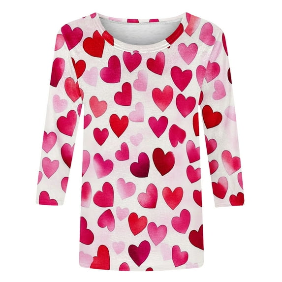 Edvintorg Clothes for Women Valentine's Day Shirts Summer Spring 3/4 ...