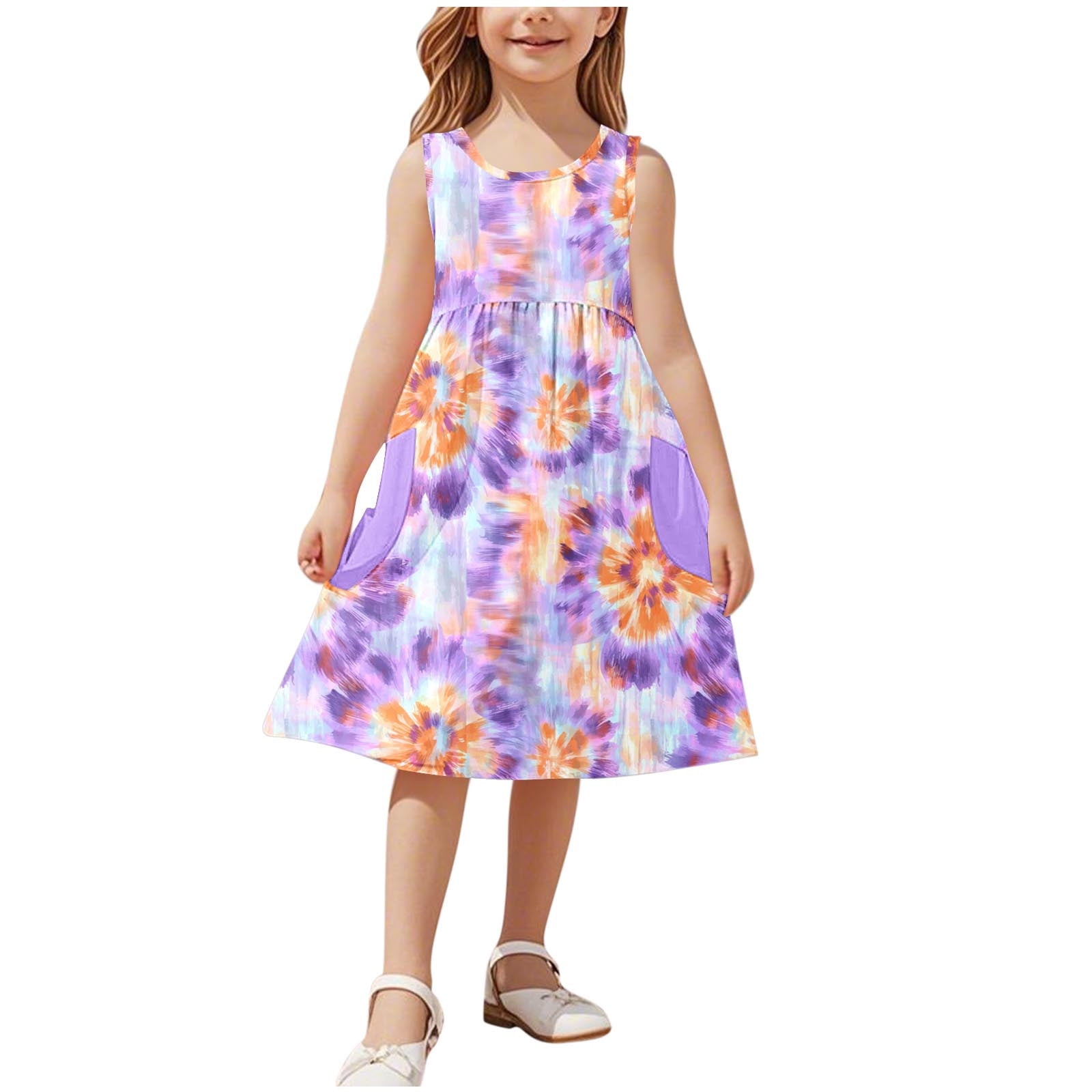 Edvintorg Girl Dresses with Pocket Summer Sleeveless Stretchy Dress for ...