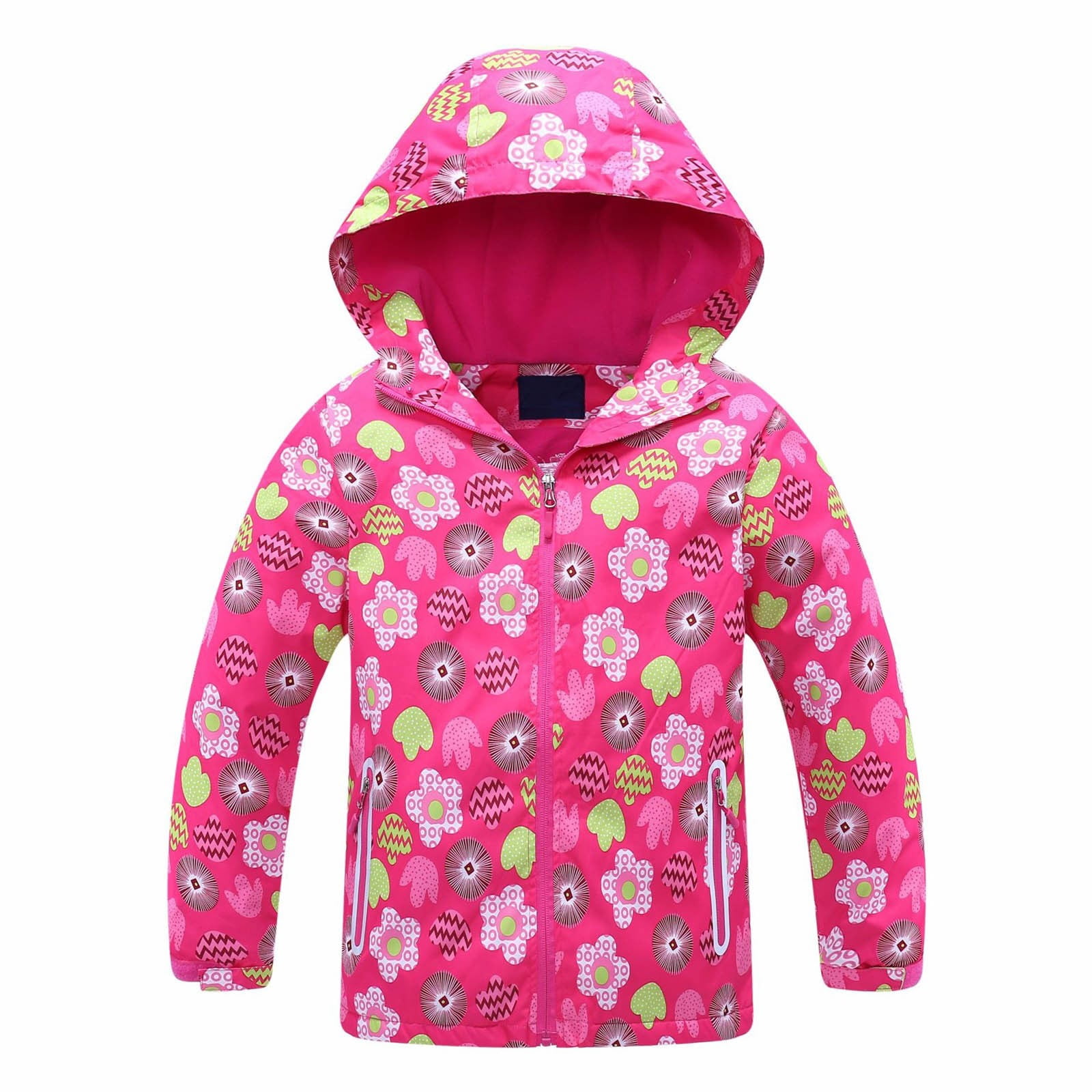 Edvintorg Girls Rain Jacket with Zipper Long Sleeve Hood Lightweight ...