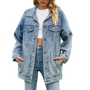 Levmjia Denim Jackets for Women Clearance Plus Size Women's Fashion Color Lapel Look Slimmer ...