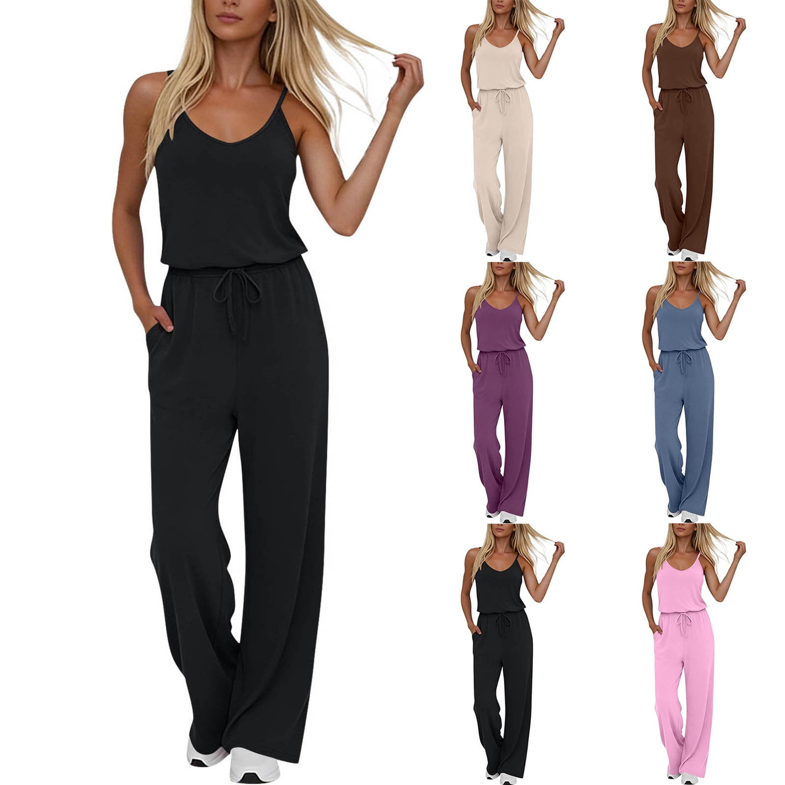 Edvintorg Jumpsuits for Women Casual Summer Rompers Comfy Beach ...