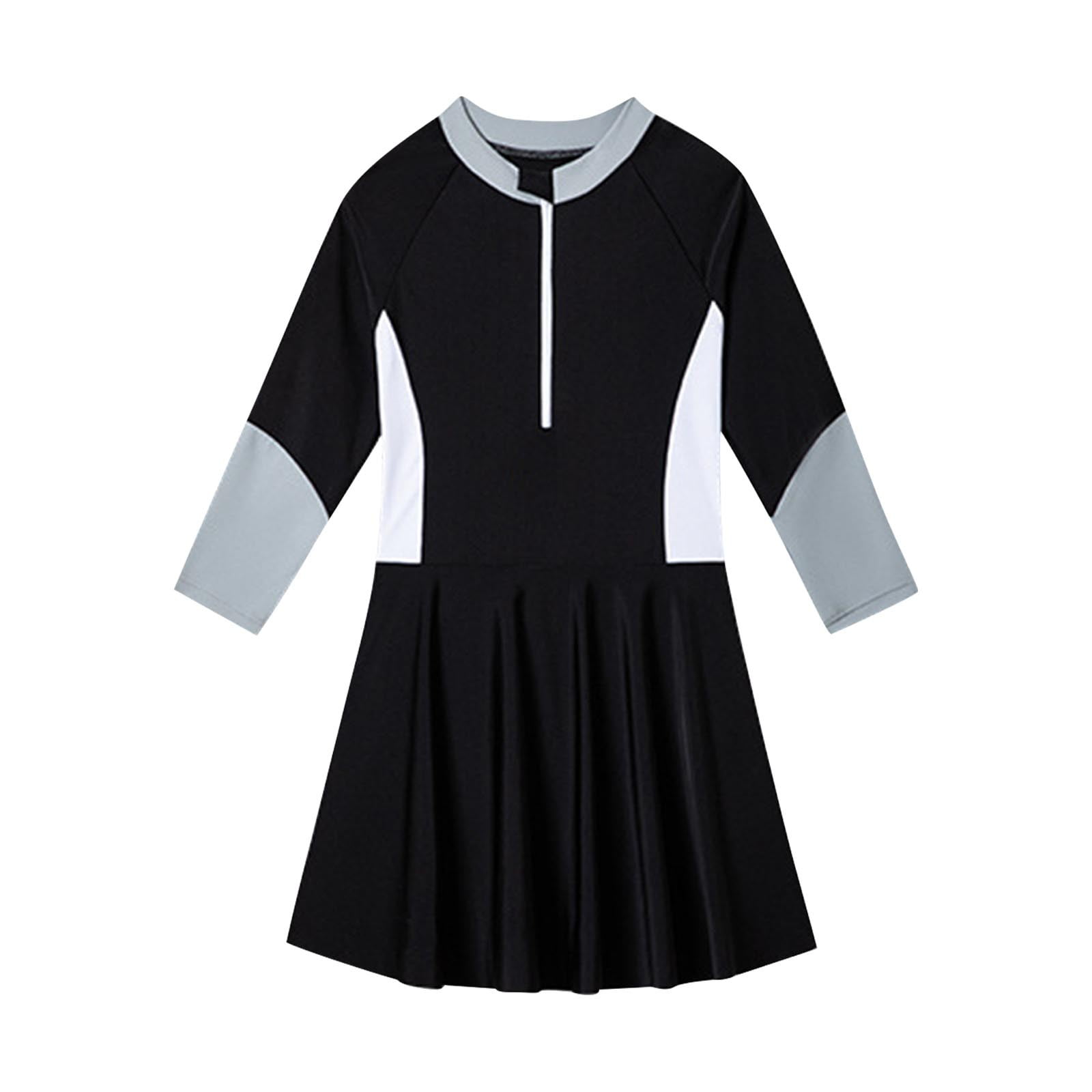 Edvintorg Kids Girls Swimsuit Fashion Color Block Long Sleeve Half ...