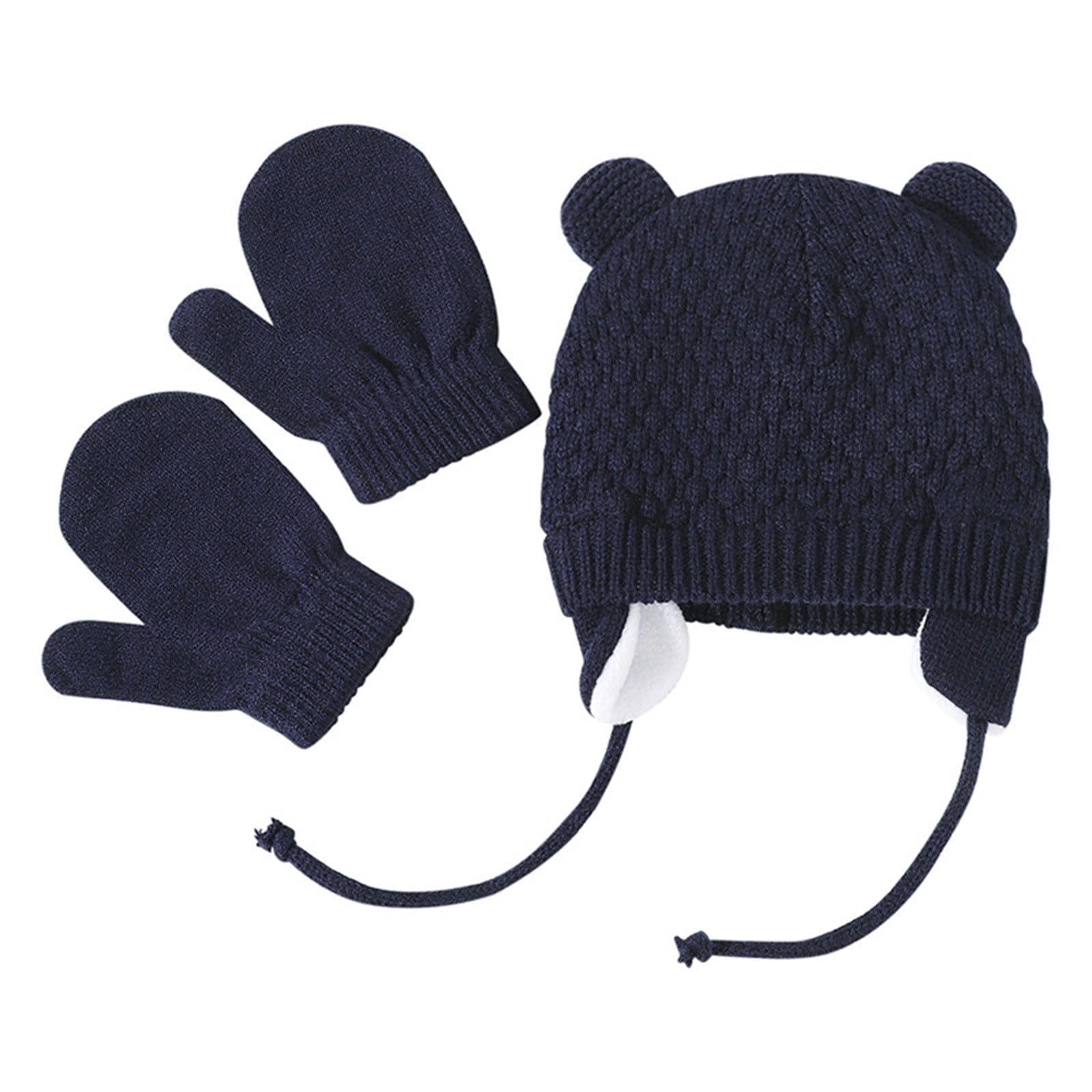 Edvintorg Kids Beanie Hat & Mittens Set for School, Warm Winter Fleece ...