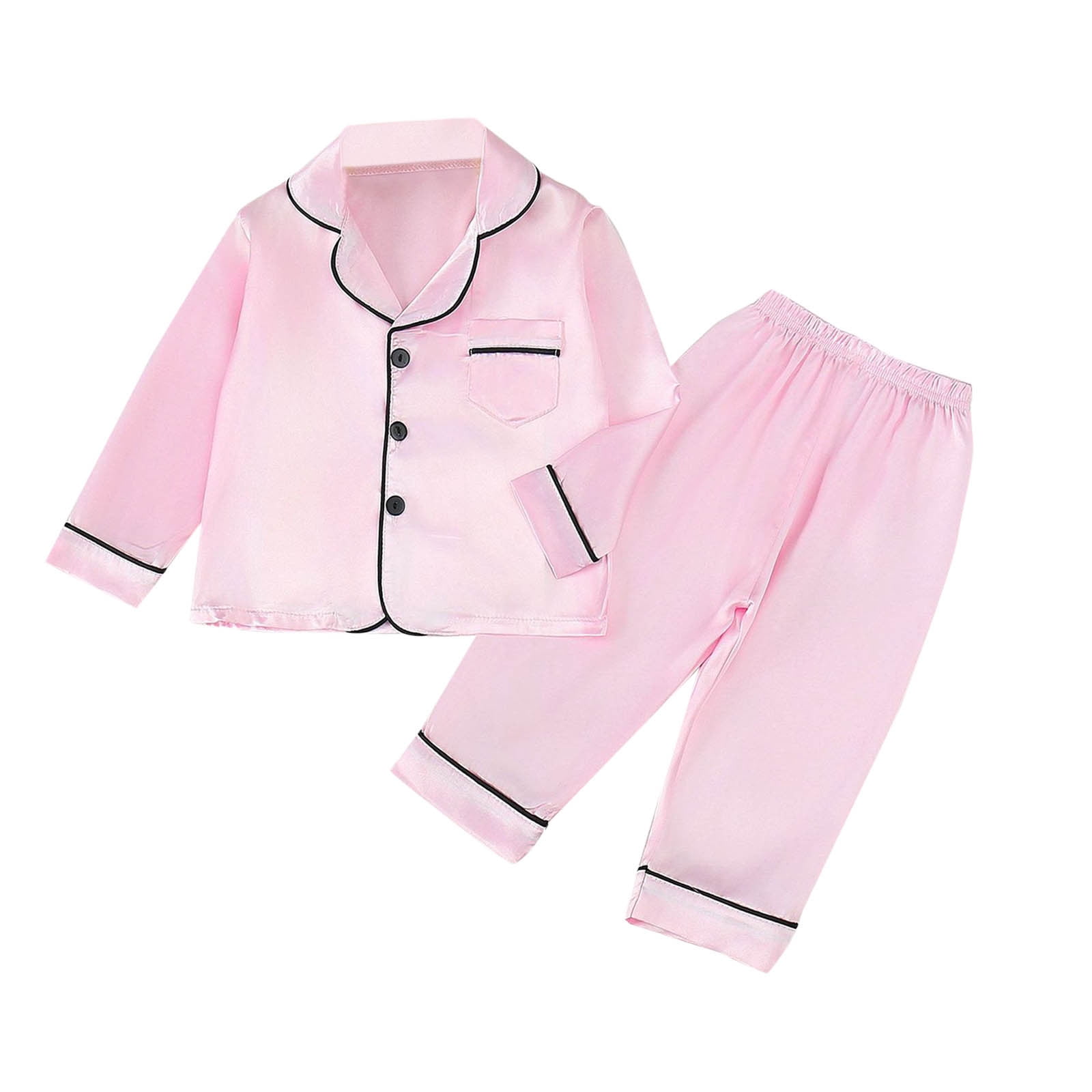 Edvintorg Kids Silk Pajamas Boys Girls Long Sleeve Button Down Shirt ...