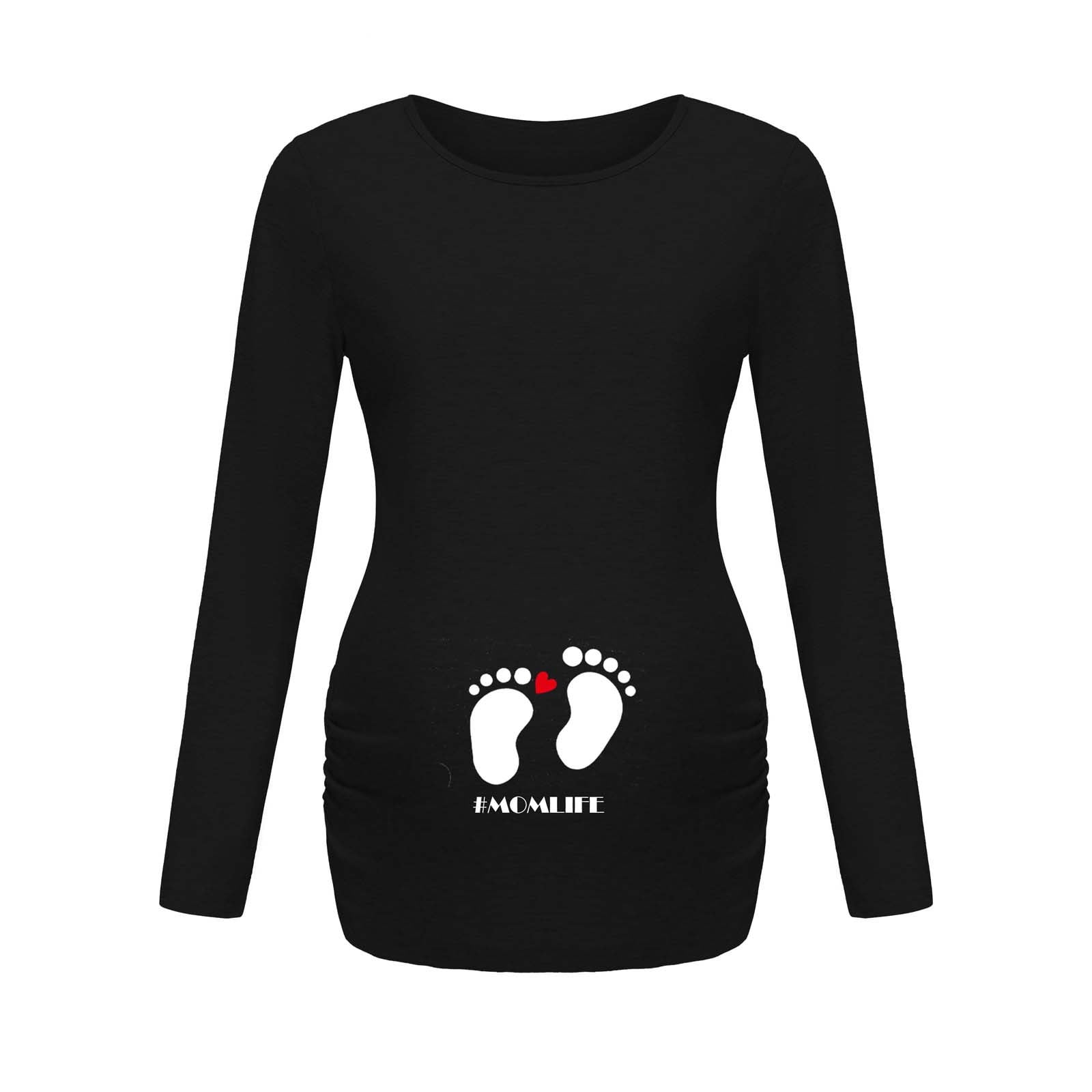 Edvintorg Maternity Long Sleeve Shirt Cute Funny Printed Round Neck ...