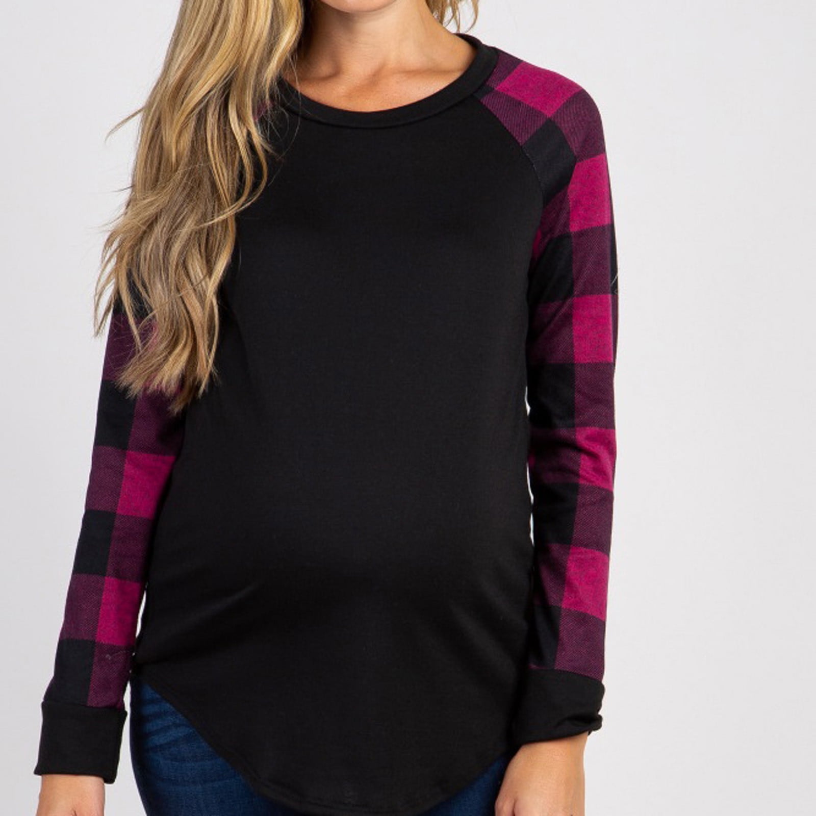 Edvintorg Maternity Shirts Women Pregnancy Clothes Fashion Plaid Print ...