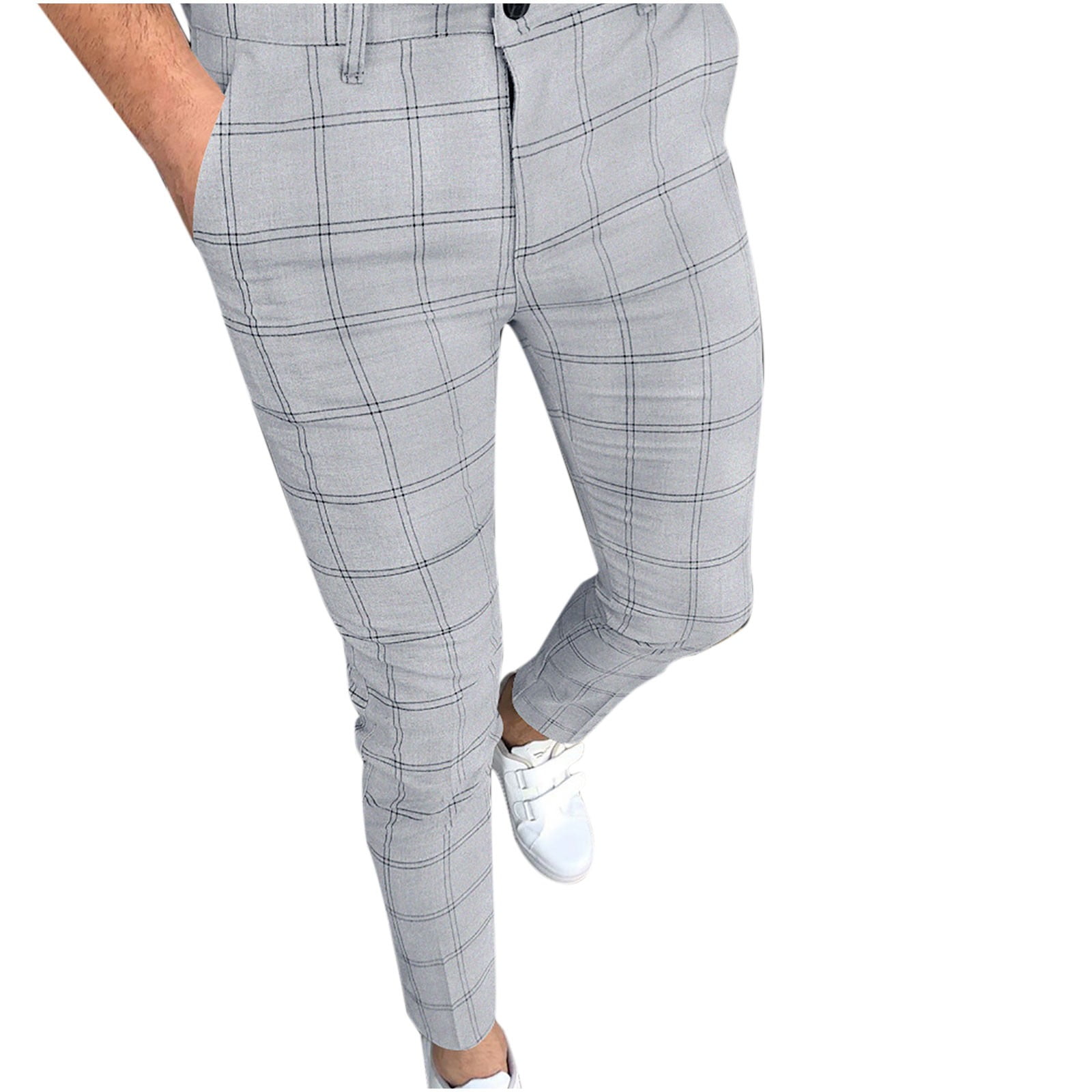 Edvintorg Mens Stretch Skinny Plaid Pants Slim Fit Men Fashion ...