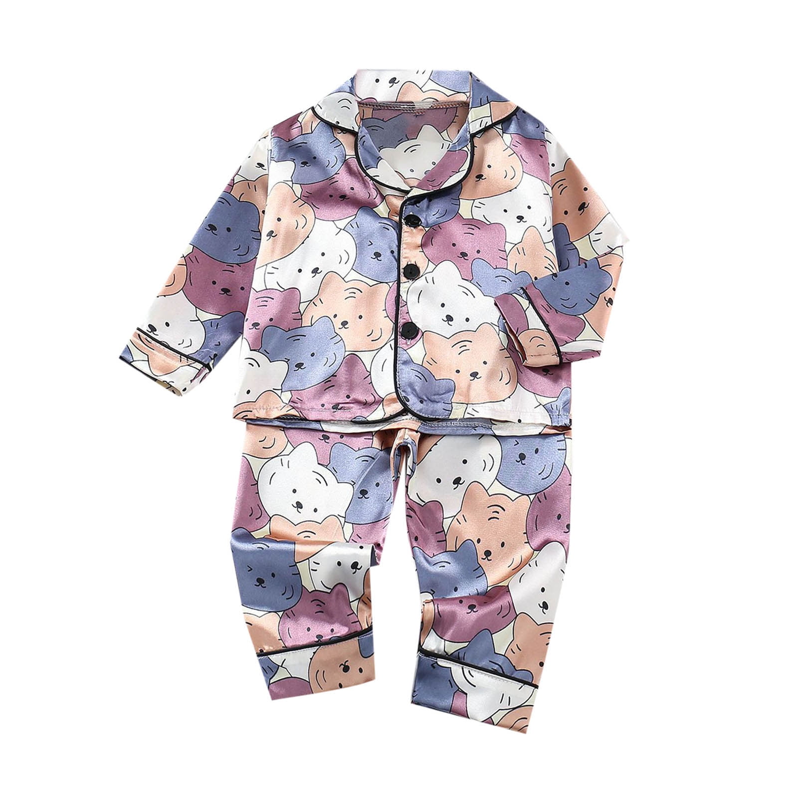 Edvintorg Newborn Girls Pajamas Cute Cartoons Printing Silk Long Sleeve ...