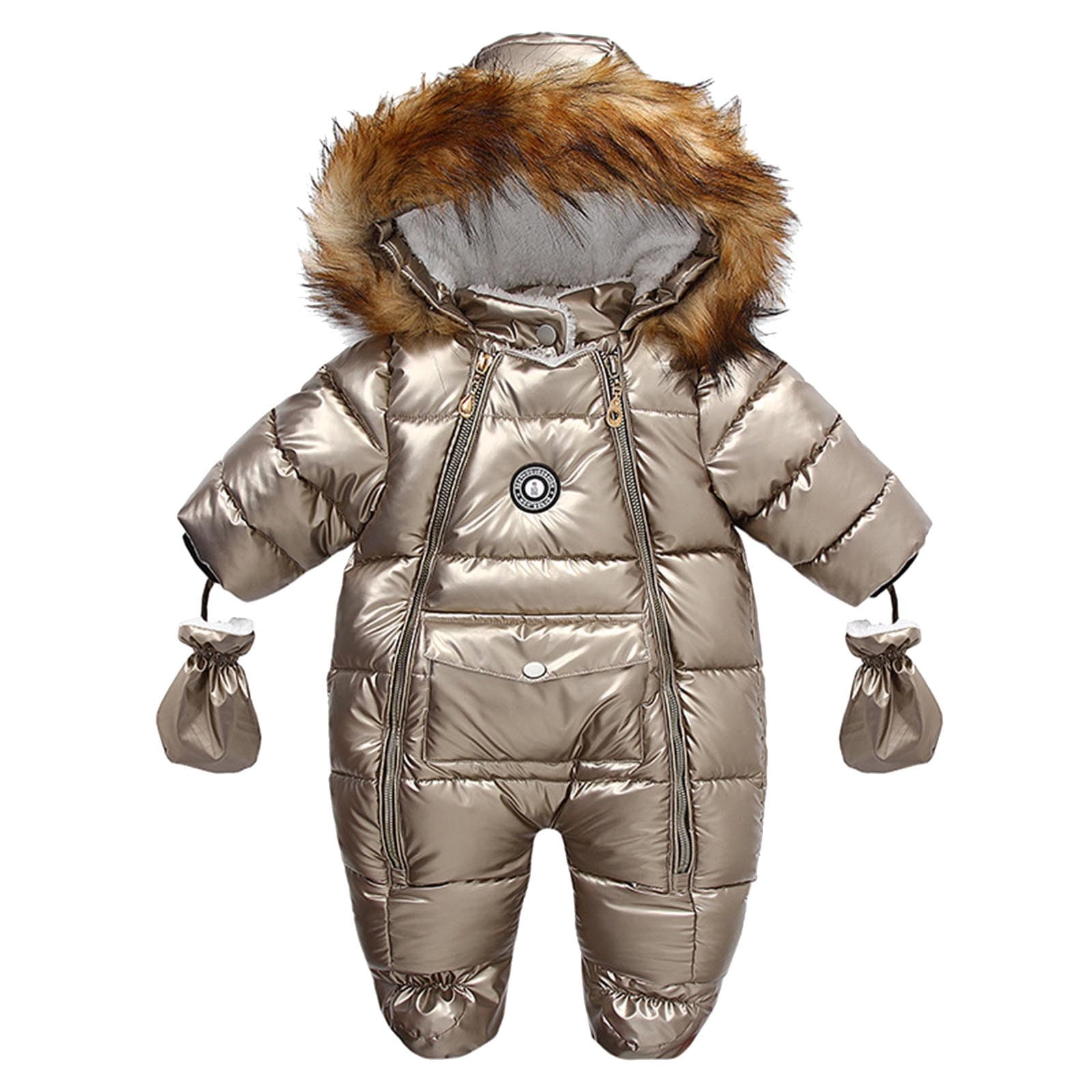 Edvintorg Newborn Infant Baby Winter Hooded Snowsuit Romper With Gloves Boys Girls Fashion Solid ...