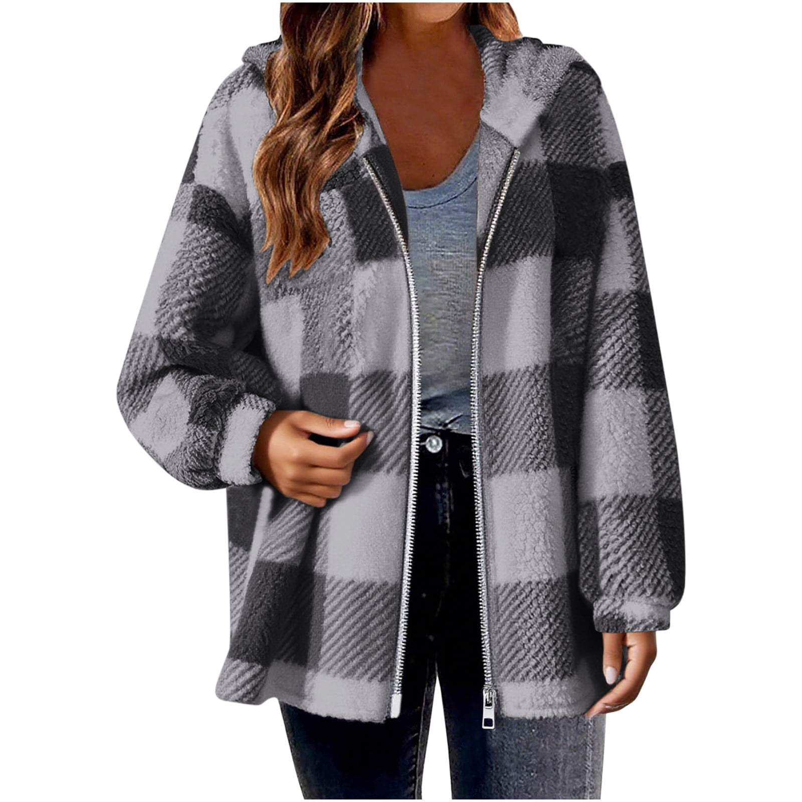 Edvintorg Plus Size Womens Clothing Fashion Plaid Jackets for Women ...