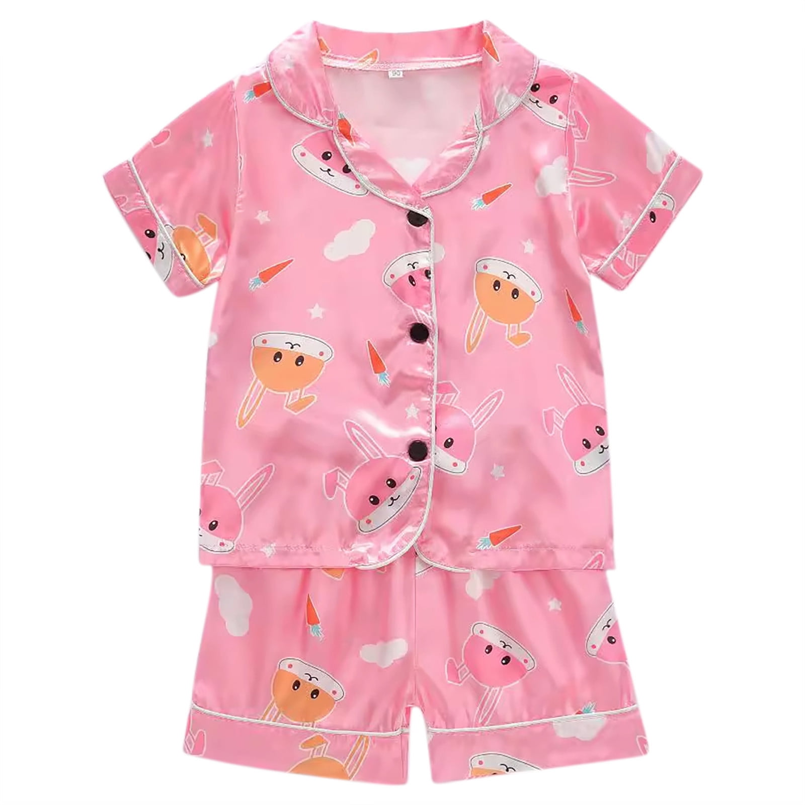 Edvintorg Summer 2Pcs Satin Pajamas Set Girls Clothes Cute Printed ...