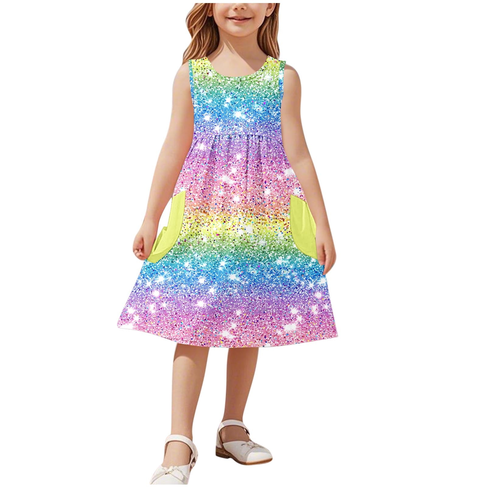 Edvintorg Summer Dress Casual Round Neck Stretchy Dress for School Cute ...