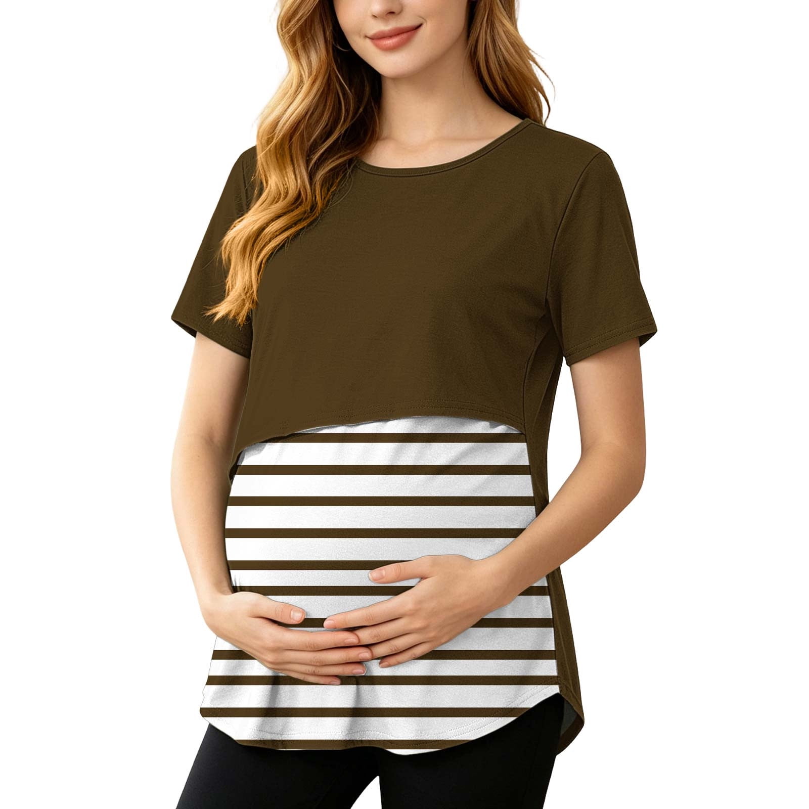 Edvintorg Summer Nursing Clothes for Women Striped Crew Neck Casual ...