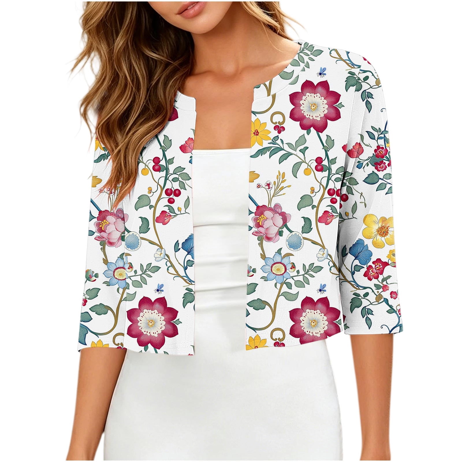 Edvintorg Summer Shirts for Women Floral Printed Lightweight Crew Neck ...