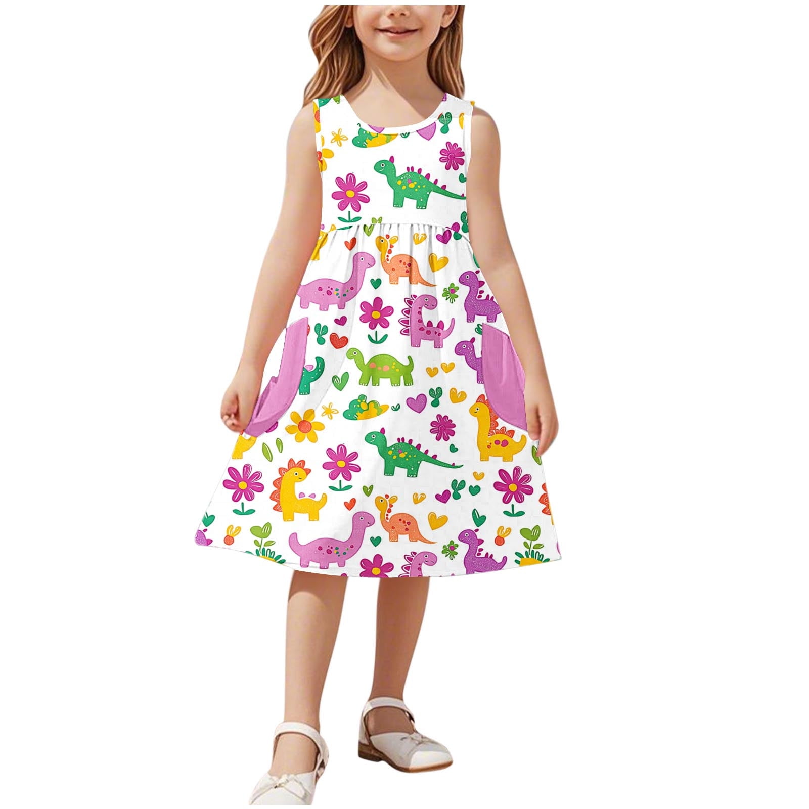 Edvintorg Summer Sleeveless Dresses for Girls Round Neck Stretchy Dress ...