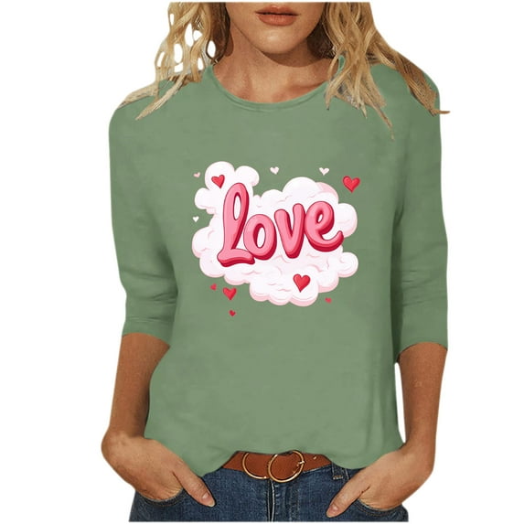 Edvintorg Valentine's Day Womens T Shirts 2026 3/4 Sleeve Crewneck ...