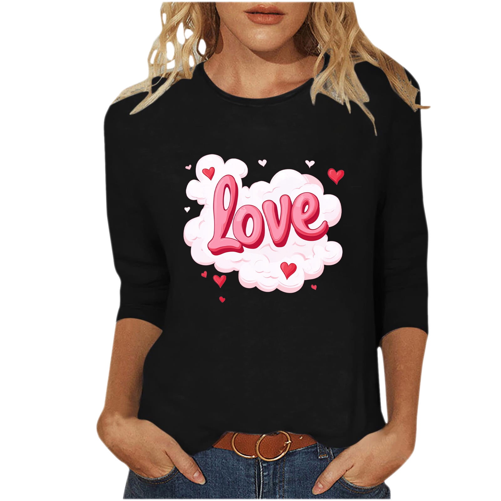 Edvintorg Valentine's Day Womens T Shirts 2026 3/4 Sleeve Crewneck ...