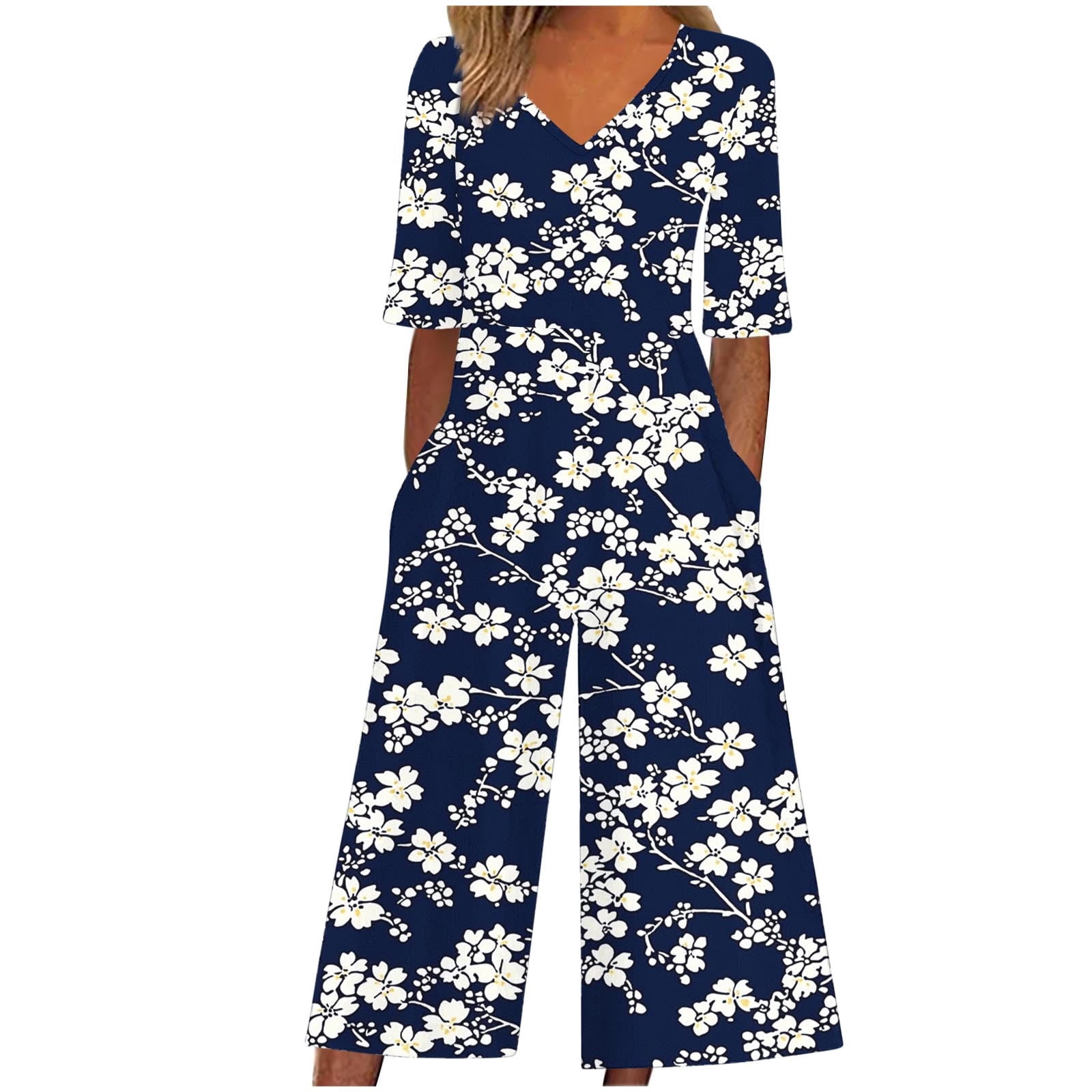 Edvintorg Wide Leg Jumpsuits for Women Summer 2025 Vintage Floral Print ...
