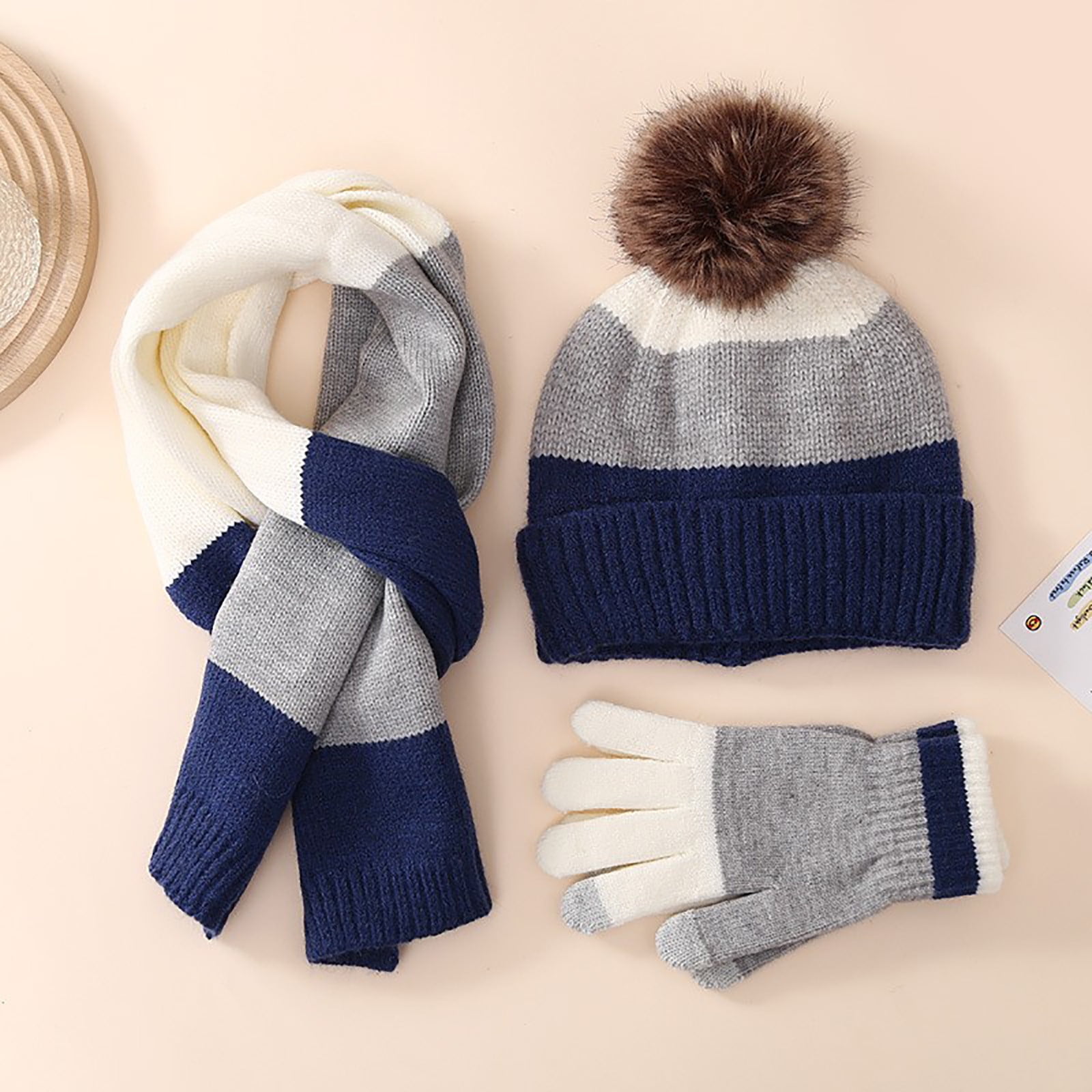 Edvintorg Winter Hats For Kids, Knit Beanie, Warm Scarf And Gloves Set ...