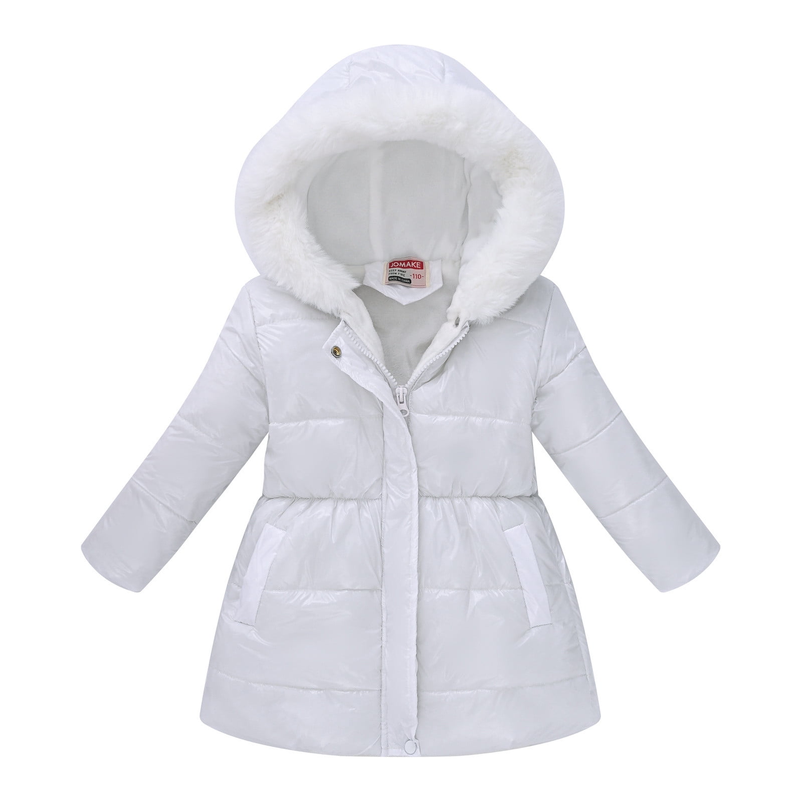 Edvintorg Winter Jackets for Girls Solid Color Long Sleeve Hooded Thick ...