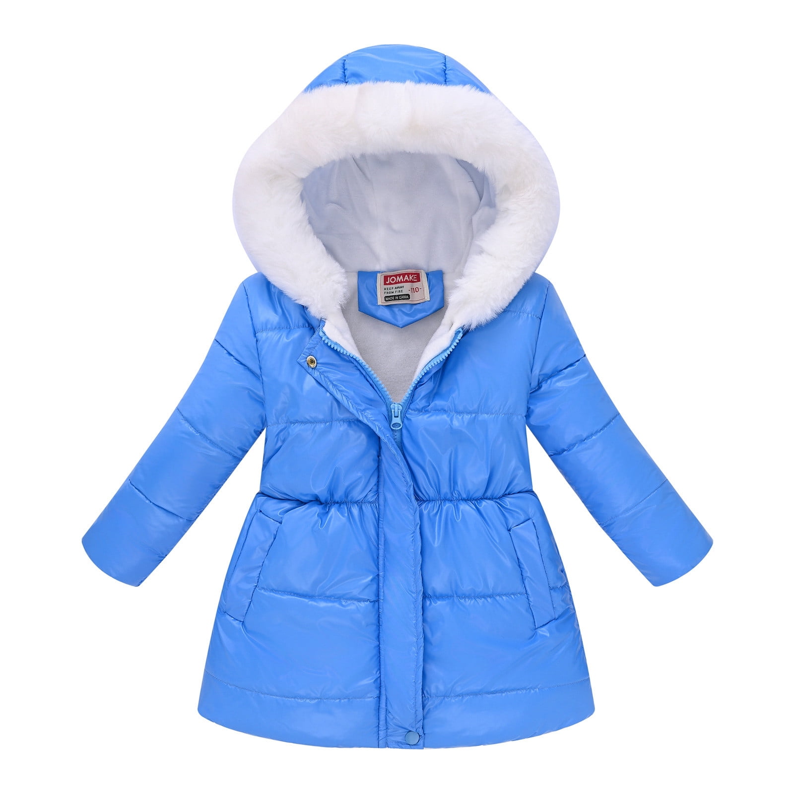 Edvintorg Winter Jackets for Girls Solid Color Long Sleeve Hooded Thick ...