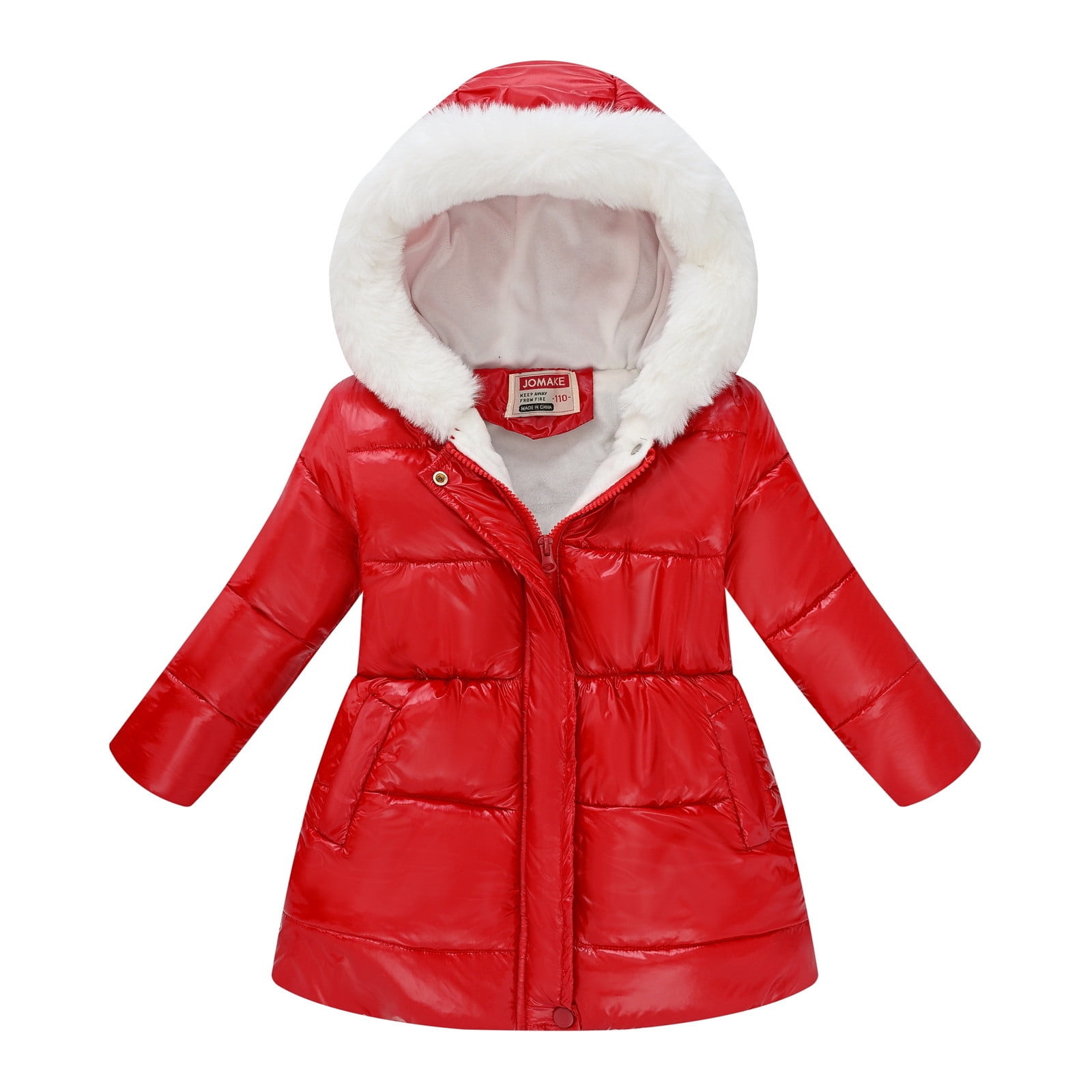 Edvintorg Winter Jackets for Girls Solid Color Long Sleeve Hooded Thick ...