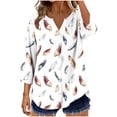 Edvintorg Womens Tops Trendy Fashion Printed 3/4 Sleeve Button Down V ...