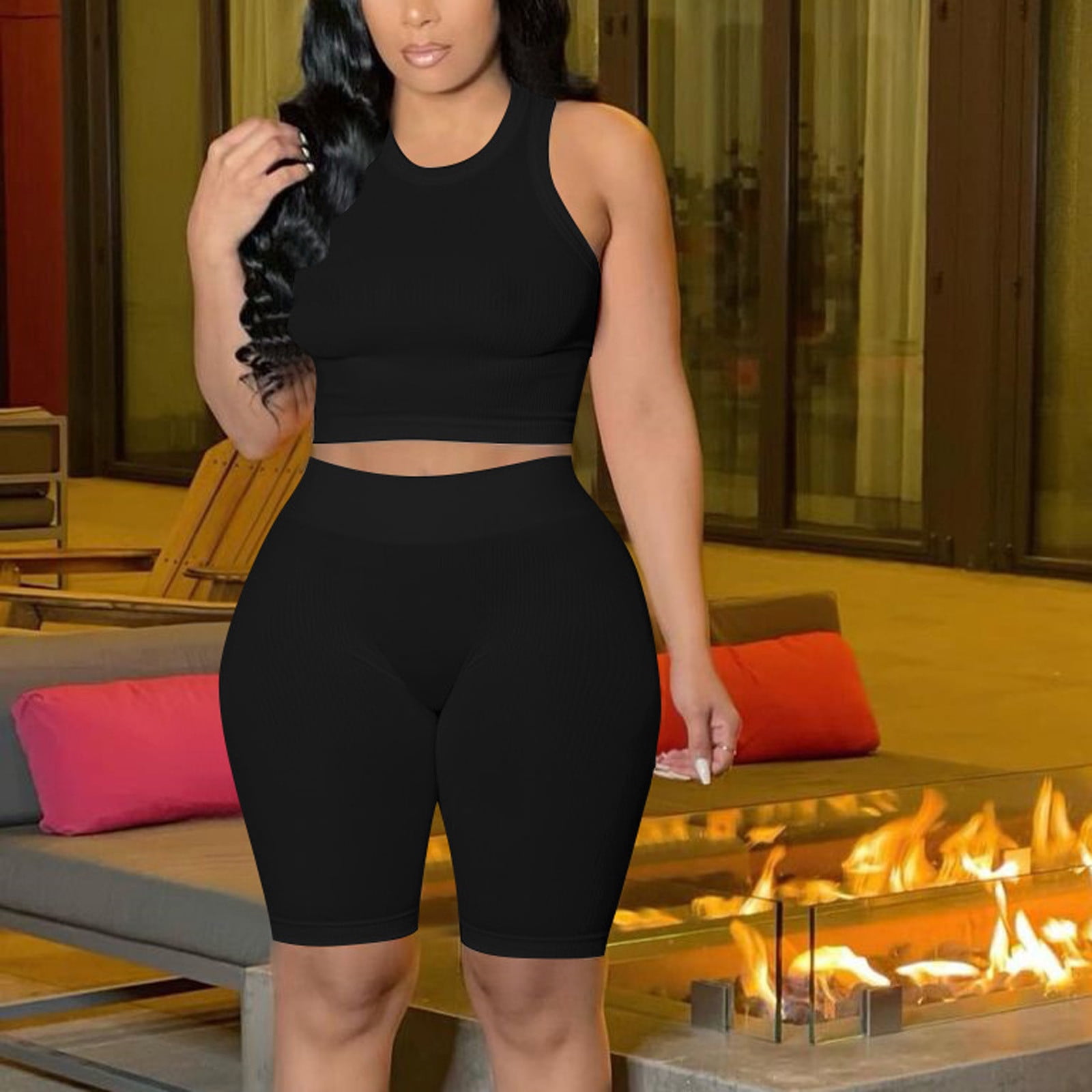 Edvintorg Workout Sets for Women 2 Piece Women Solid Two Piece Outfits ...