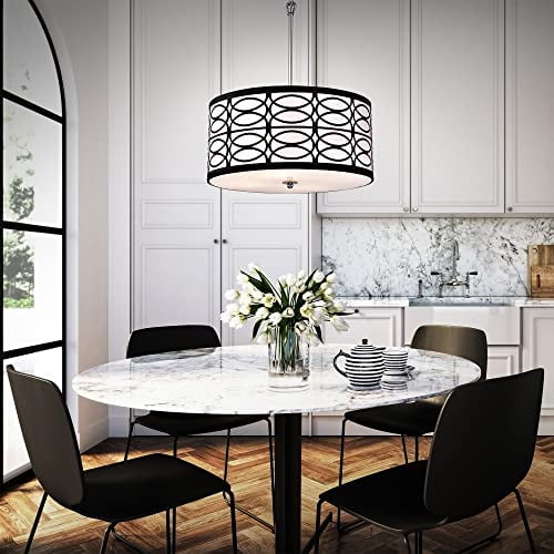 Edvivi Patterned Drum Chandelier, 5 Lights Modern Lighting Fixture with ...