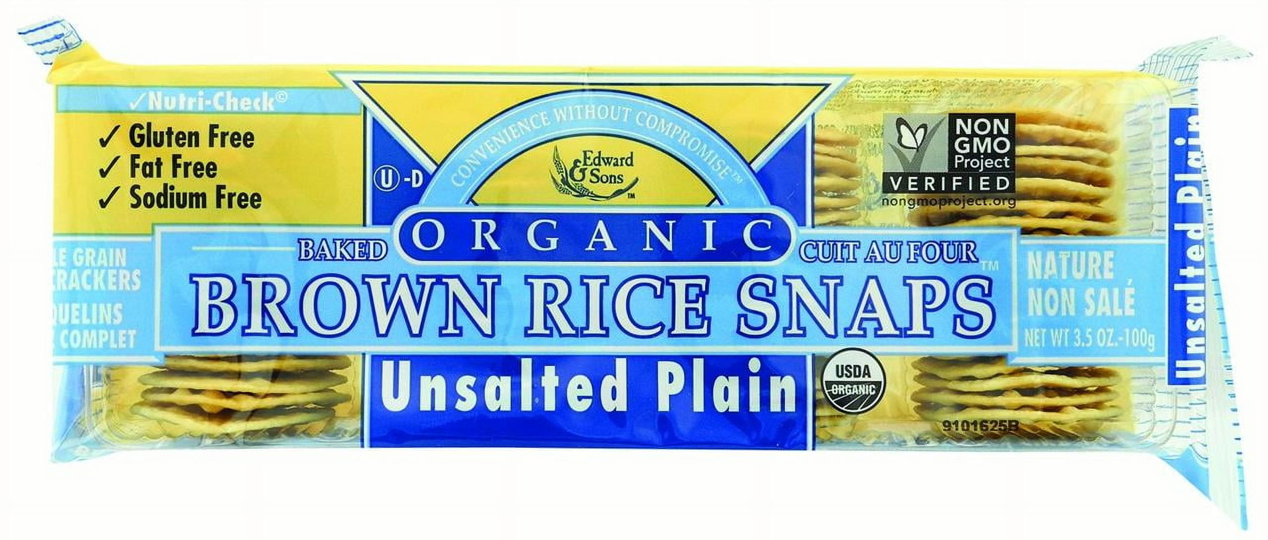 Edward And Sons Organic Brown Rice Snaps, Unsalted Plain, Oven Baked ...