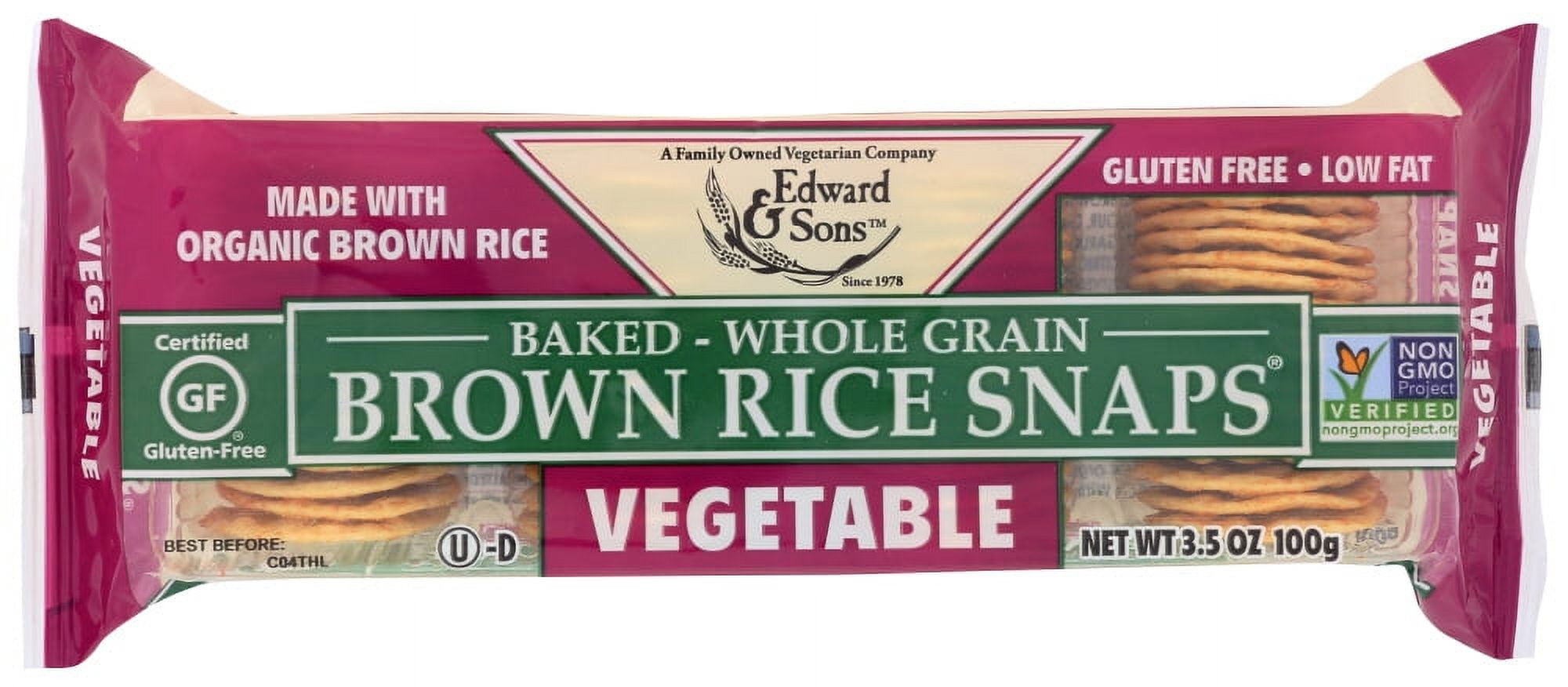 Edward & Sons Brown Rice Snaps, Vegetable, 3.5 Oz - Walmart.com