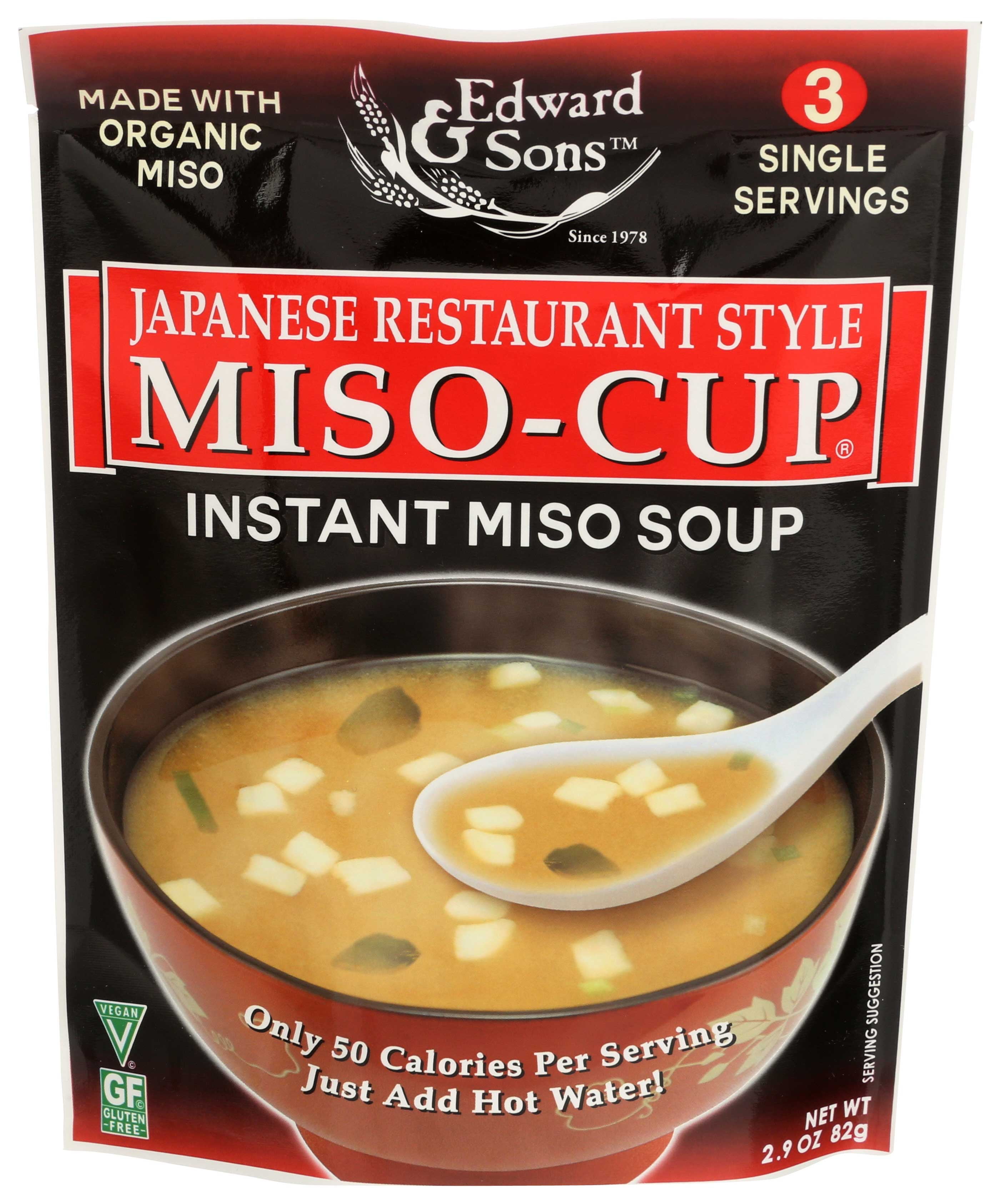 Edward And Sons Japanese Restaurant Style Instant Organic Miso Cup Soup ...
