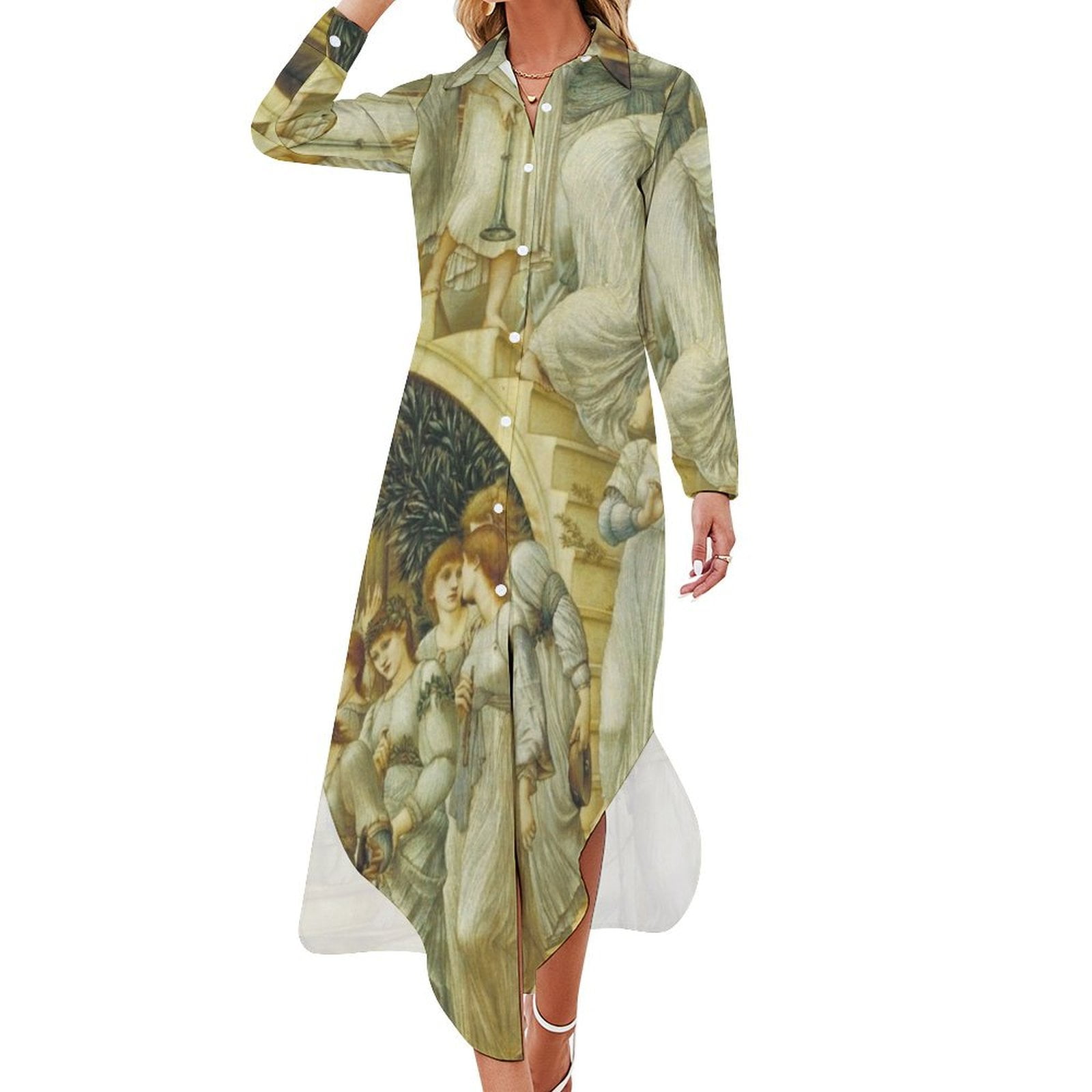 Edward Burne-Js - The Golden Stairs1880 Long Sleeved Shirt Dress evening dresses luxury 2024 ...