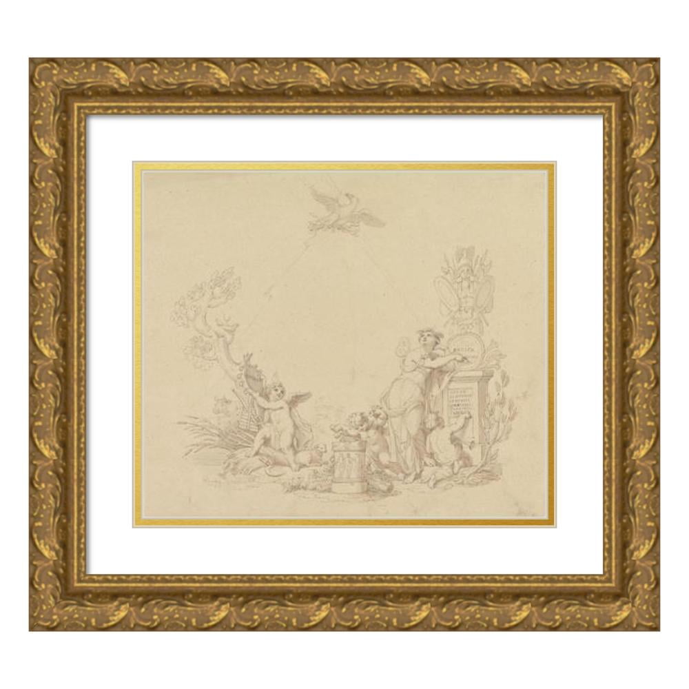 Edward Francis Burney 17x15 Gold Ornate Wood Frame and Double Matted ...