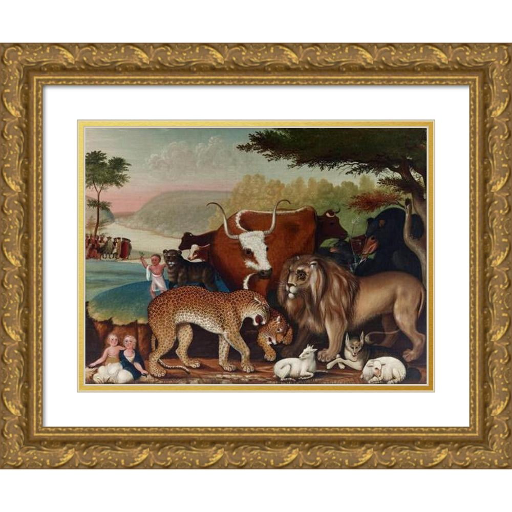Edward Hicks 14x12 Gold Ornate Wood Frame and Double Matted Museum Art ...