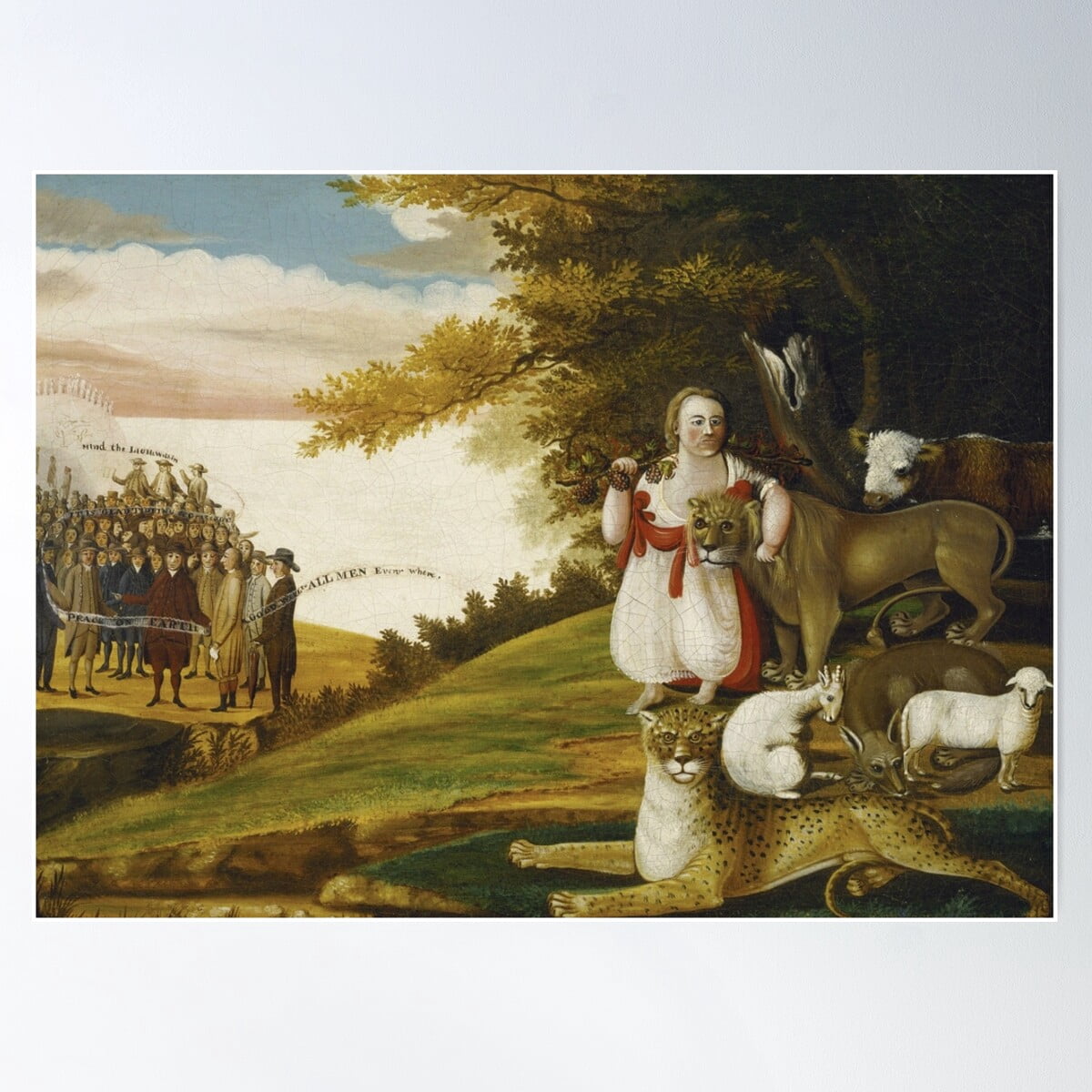 Edward Hicks - A Peaceable Kingdom With Quakers Bearing Banners Poster ...