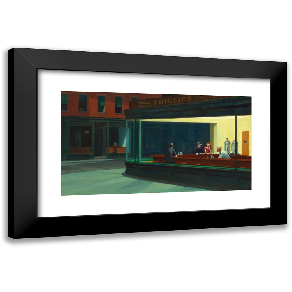 Edward Hopper 24x15 Black Modern Framed Museum Art Print Titled ...
