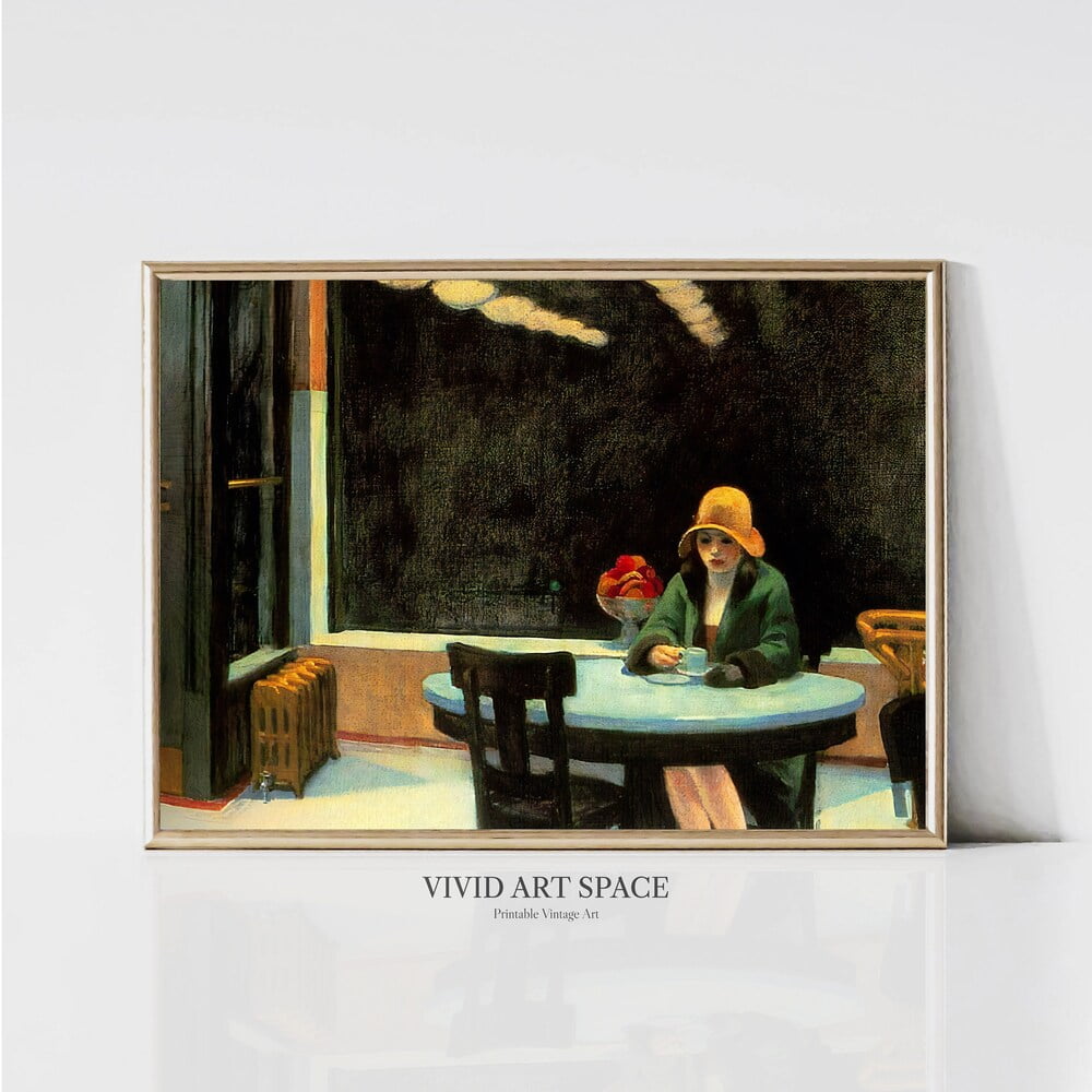 Edward Hopper Automat, Modern American Realism Painting, Moody Woman ...