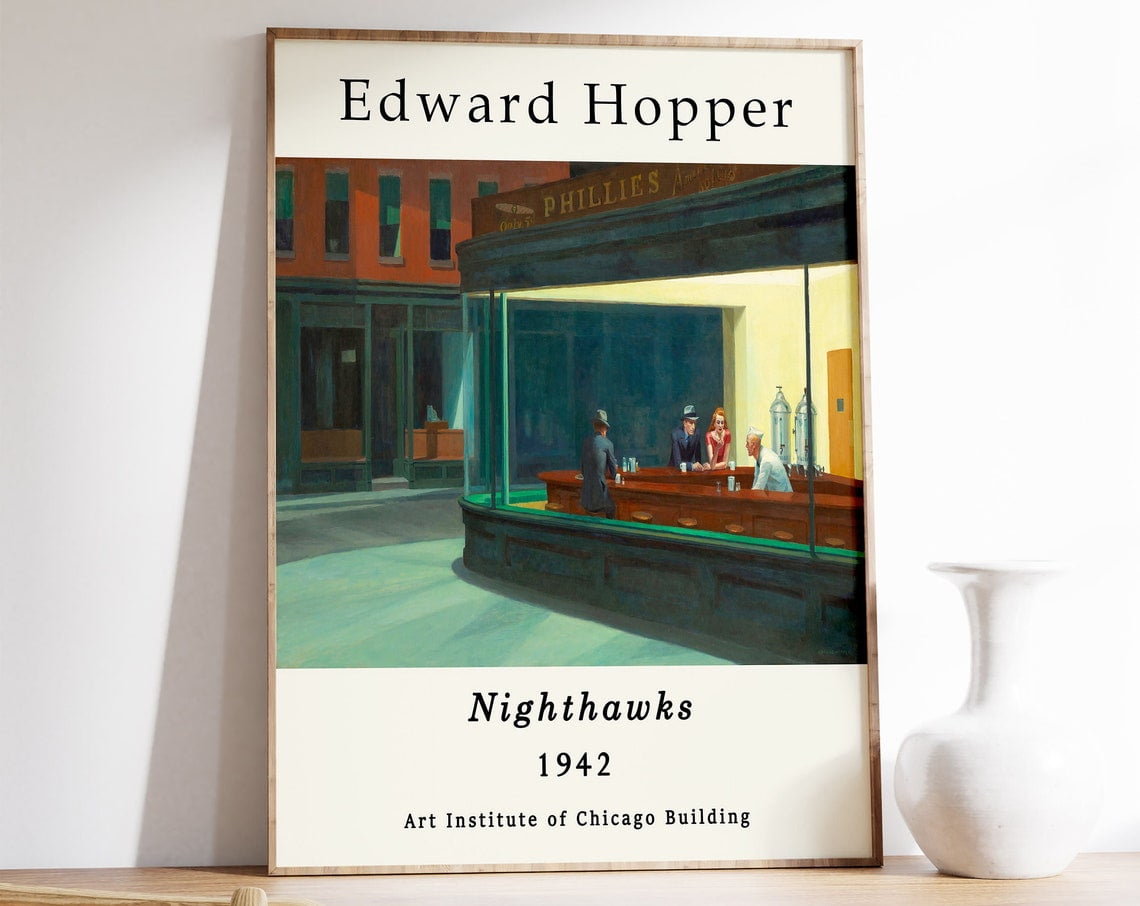 Edward Hopper Exhibition Poster, Nighthawks, Edward Hopper Art Print ...