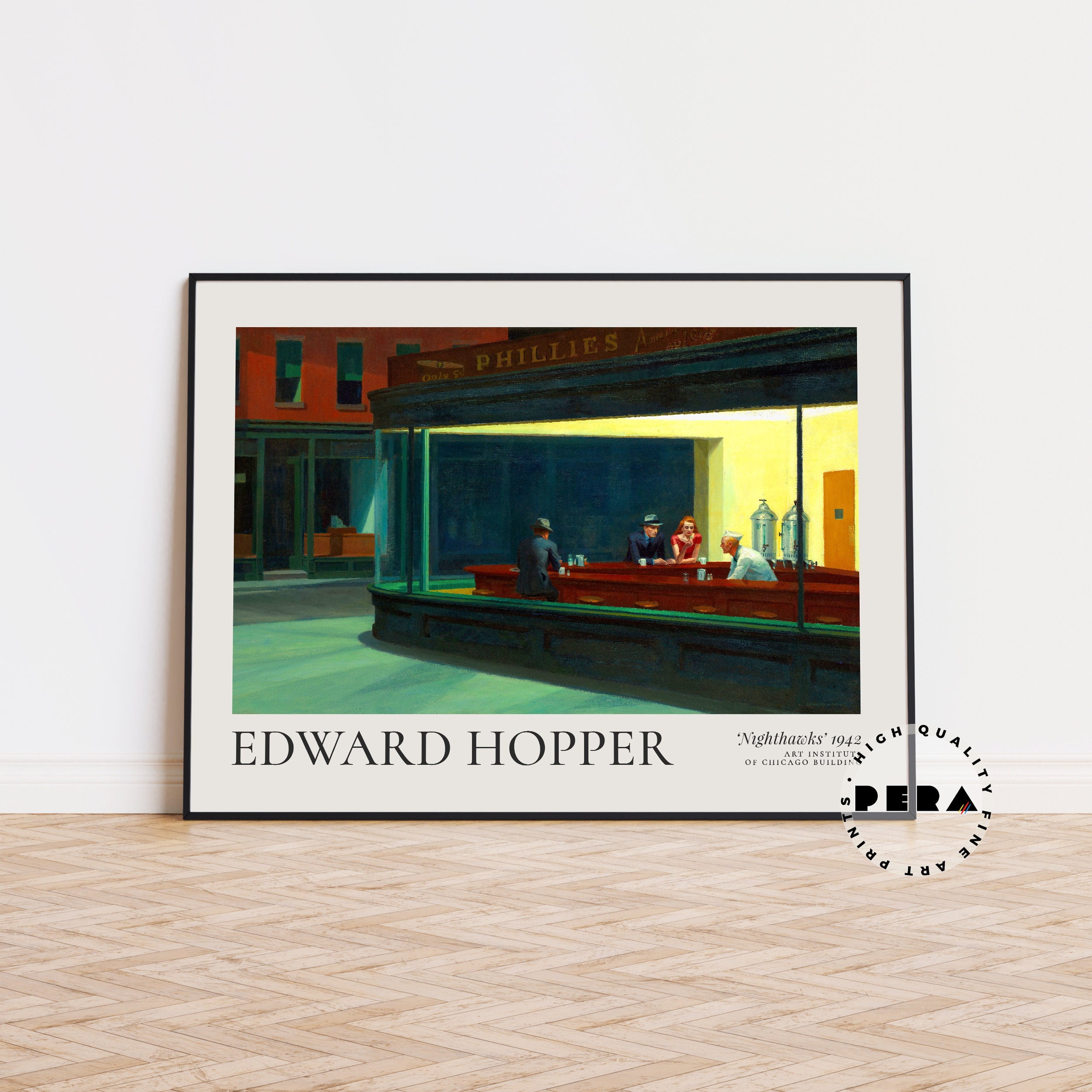 Edward Hopper - Nighthawks 1942 Poster, Exhibition Poster, Vintage ... Edward Hopper - Nighthawks 1942 Poster, Exhibition Poster, Vintage ...