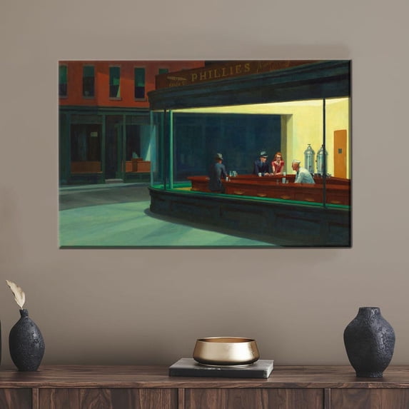 Edward Hopper Nighthawks Canvas Wall Art Print 12x18 UNFRAMED - Walmart.com